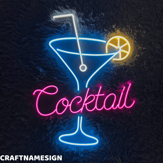 Craftnamesign Cocktails Neon Signs, Cocktails Light Wall Art, Bar Pub ...