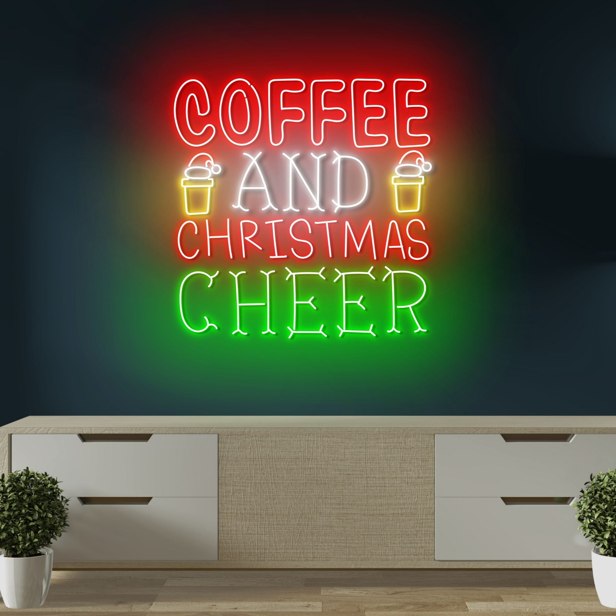 Craftnamesign Coffee And Christmas Cheer Neon Light Sign, Coffee Store ...