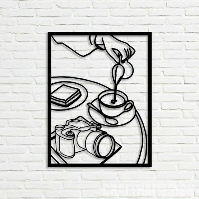 Craftnamesign Coffee Camera Metal Wall Art LED Light, Coffee Wall Decor ...