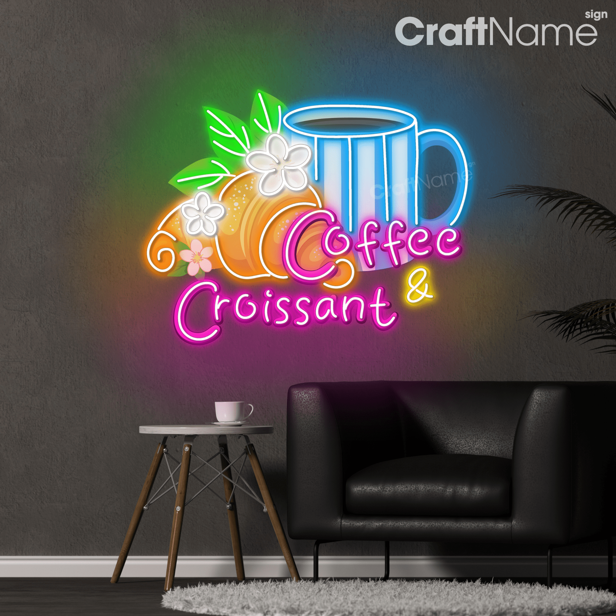 Craftnamesign Coffee & Croissant Led Light for Coffee Shop Decor ...