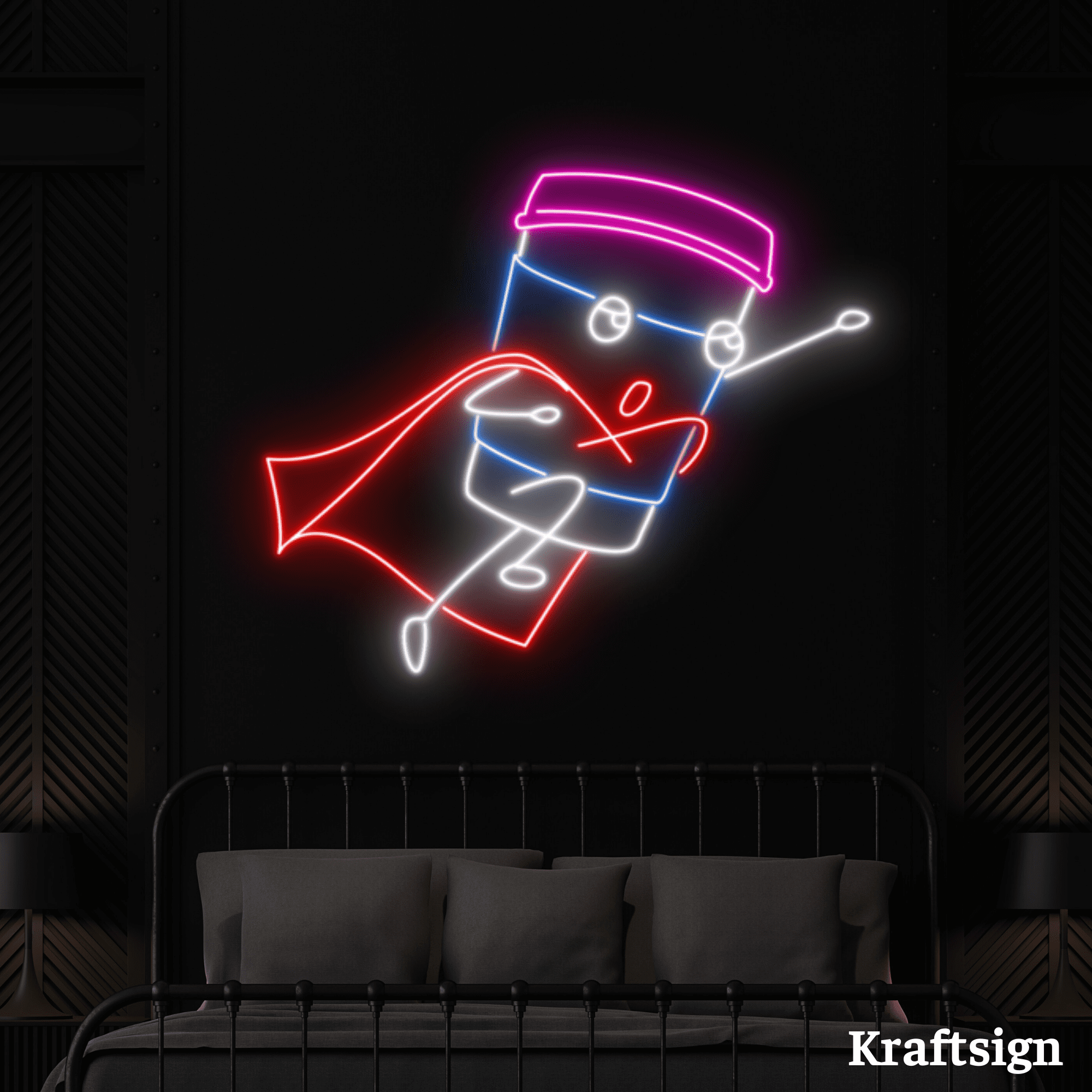 Craftnamesign Coffee Cup Fly Neon Sign, Coffee Shop Decor, Drink Shop ...