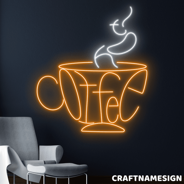 Craftnamesign Coffee Cup Neon Signs, Coffee Bar Sign Wall Art, Coffee ...