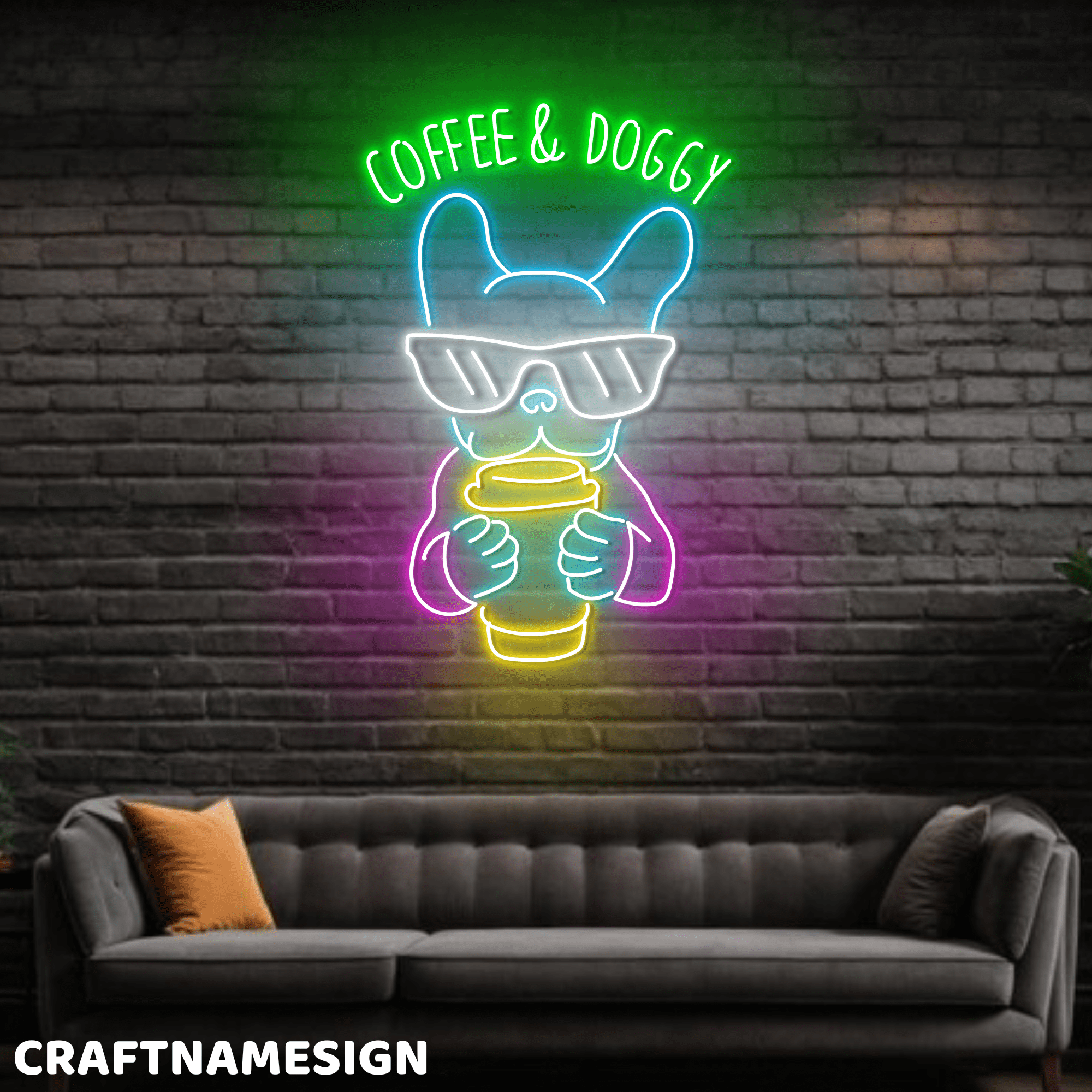 Craftnamesign Coffee & Doggy Neon Sign, Dog LED For Coffee Store Wall ...