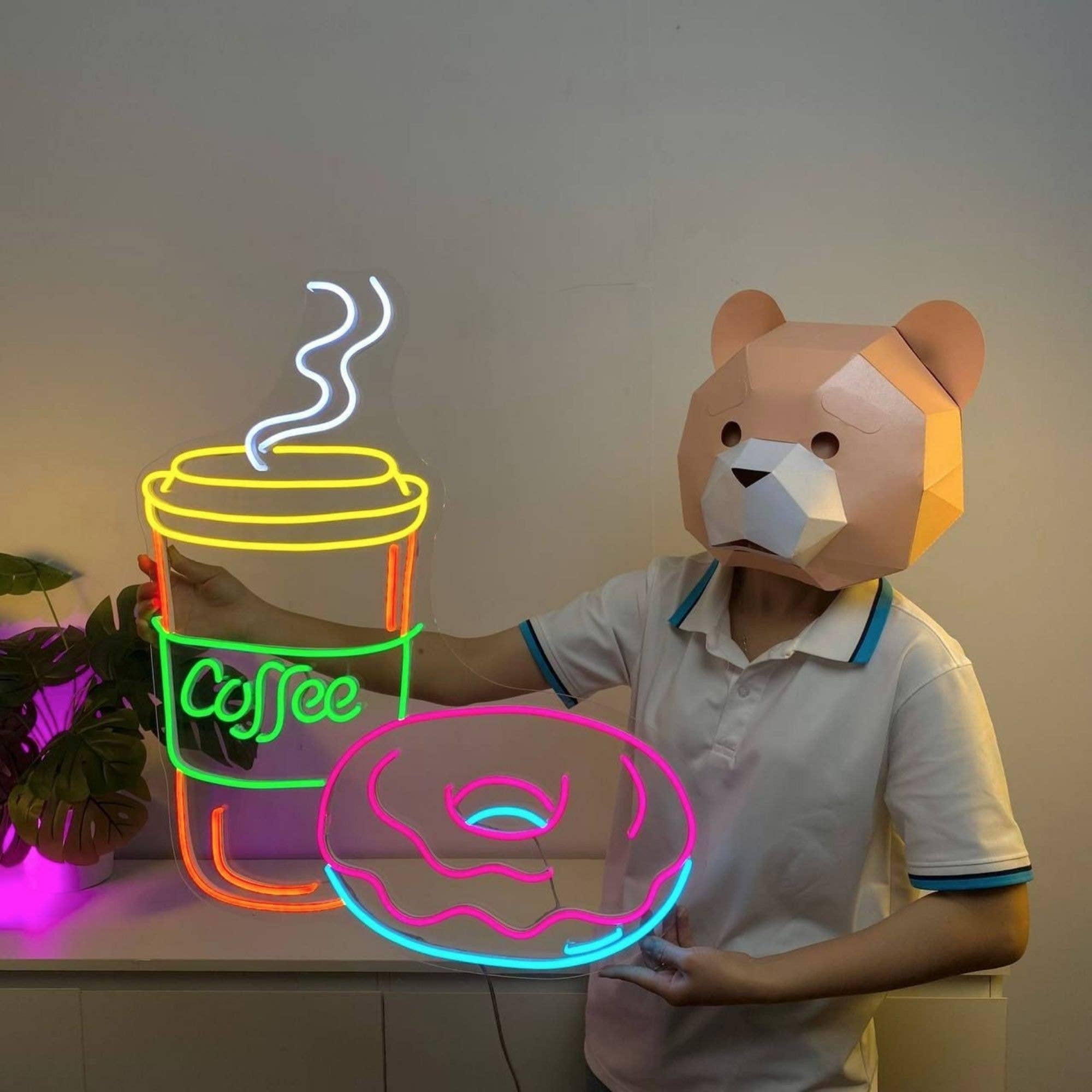 Craftnamesign Coffee Donuts Neon Light Wall Art, Coffee Store Led Light ...