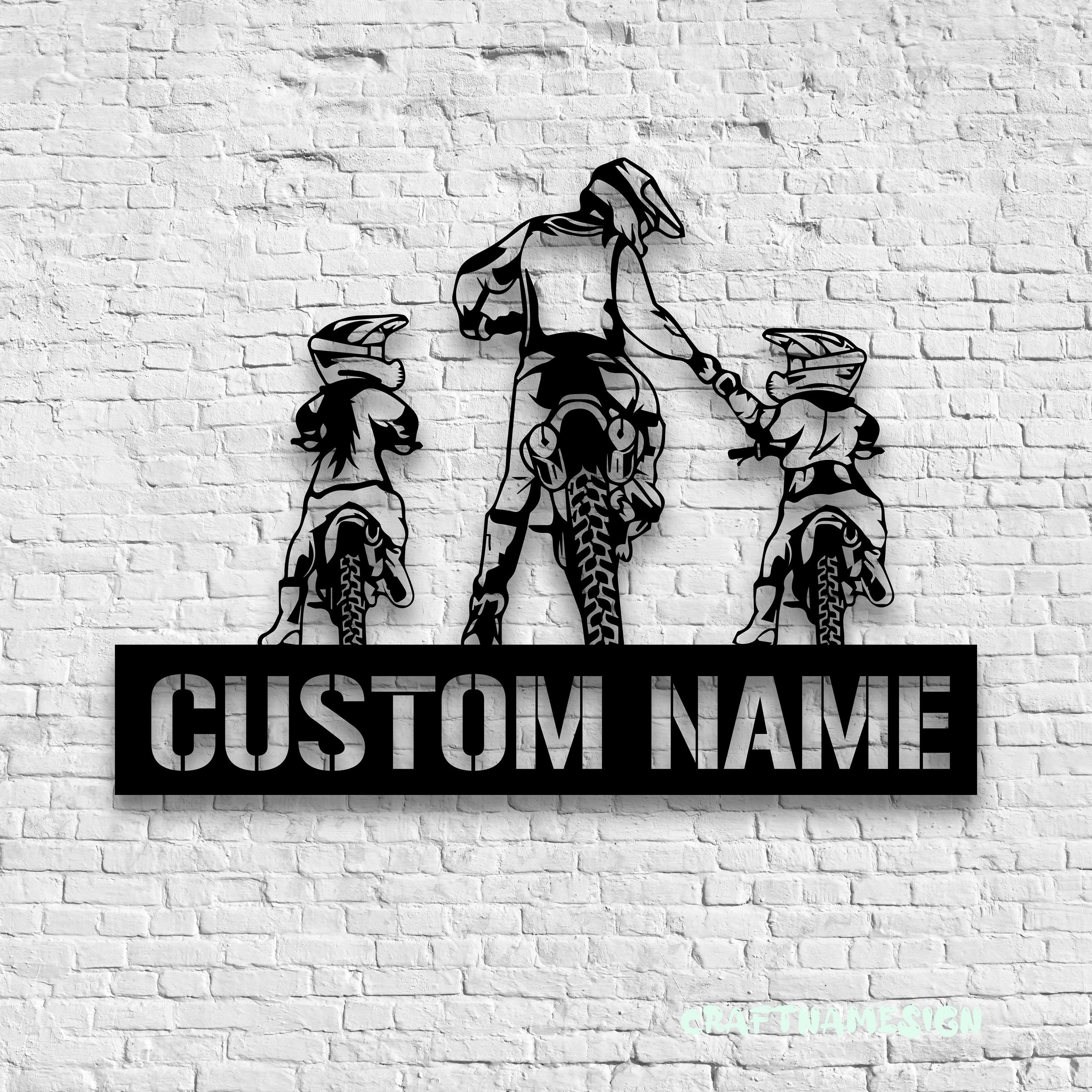 Craftnamesign Custom Father Daughter Motocross Biker Metal Wall Art LED ...