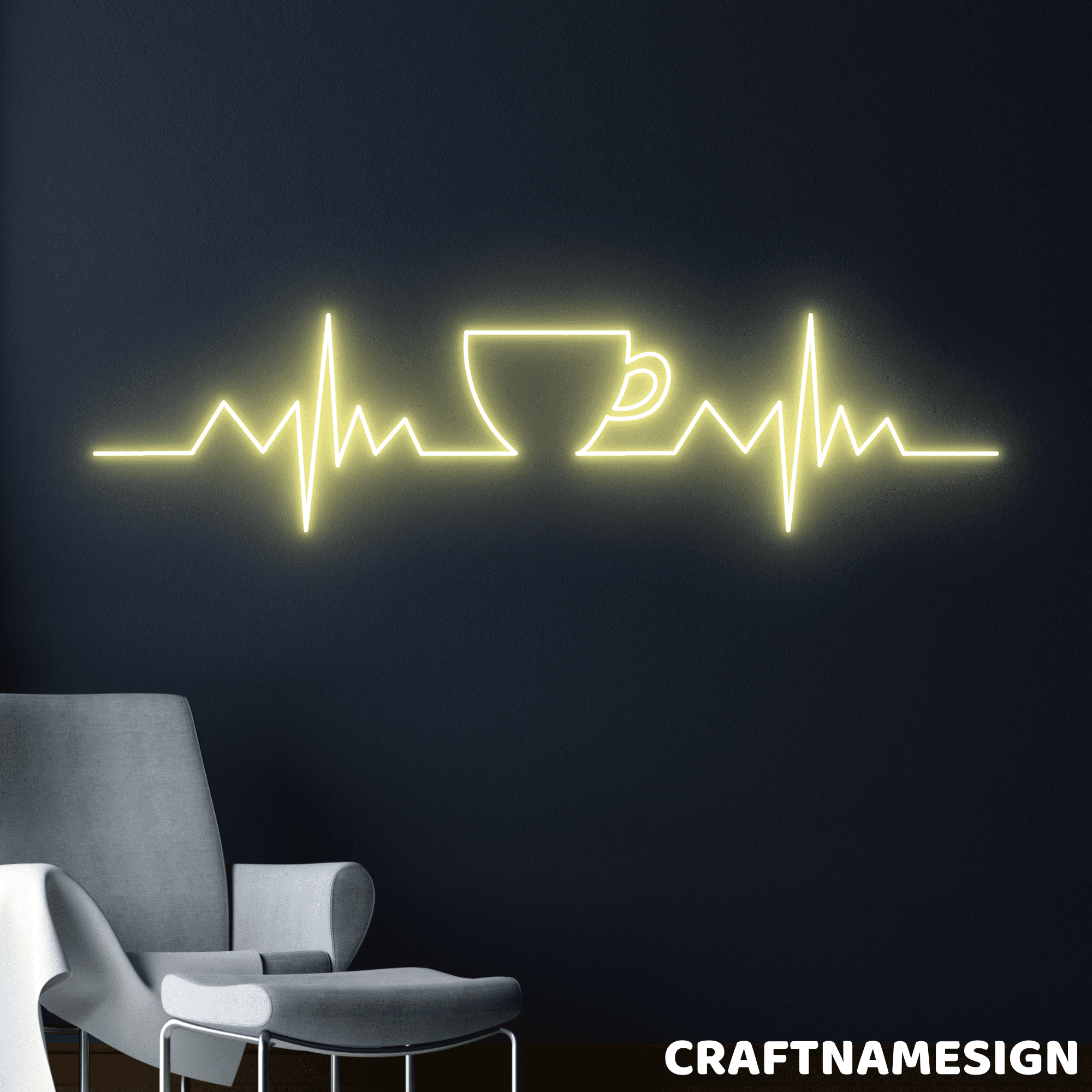 Craftnamesign Coffee Heartbeat Neon Sign, Coffee Shop Wall Decor, Cafe ...