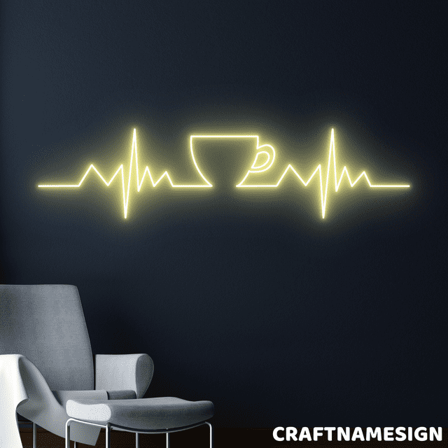 Craftnamesign Coffee Heartbeat Neon Sign, Coffee Shop Wall Decor, Cafe ...