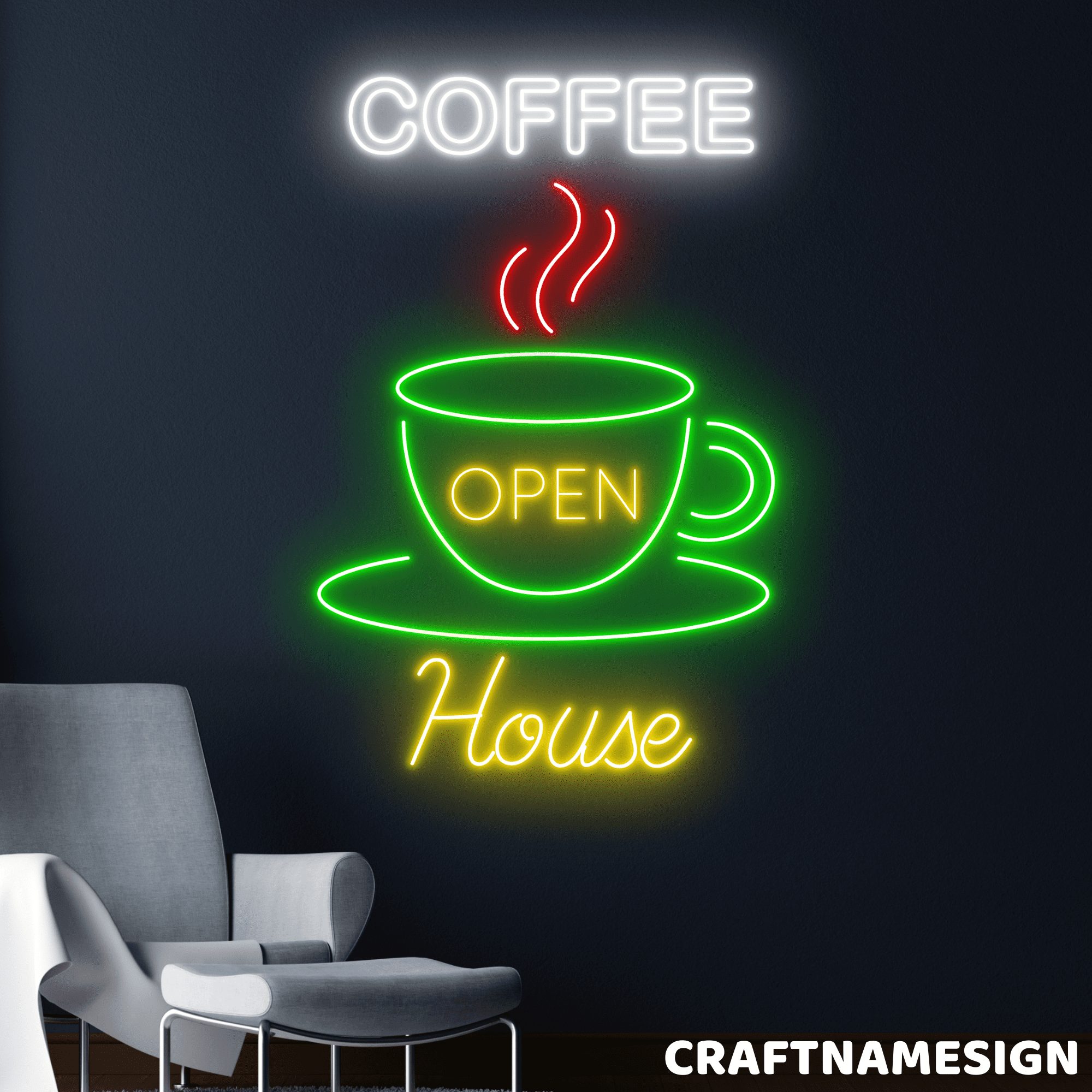 Craftnamesign Coffee House Open Neon Sign, Welcome Sign, Coffee Store ...