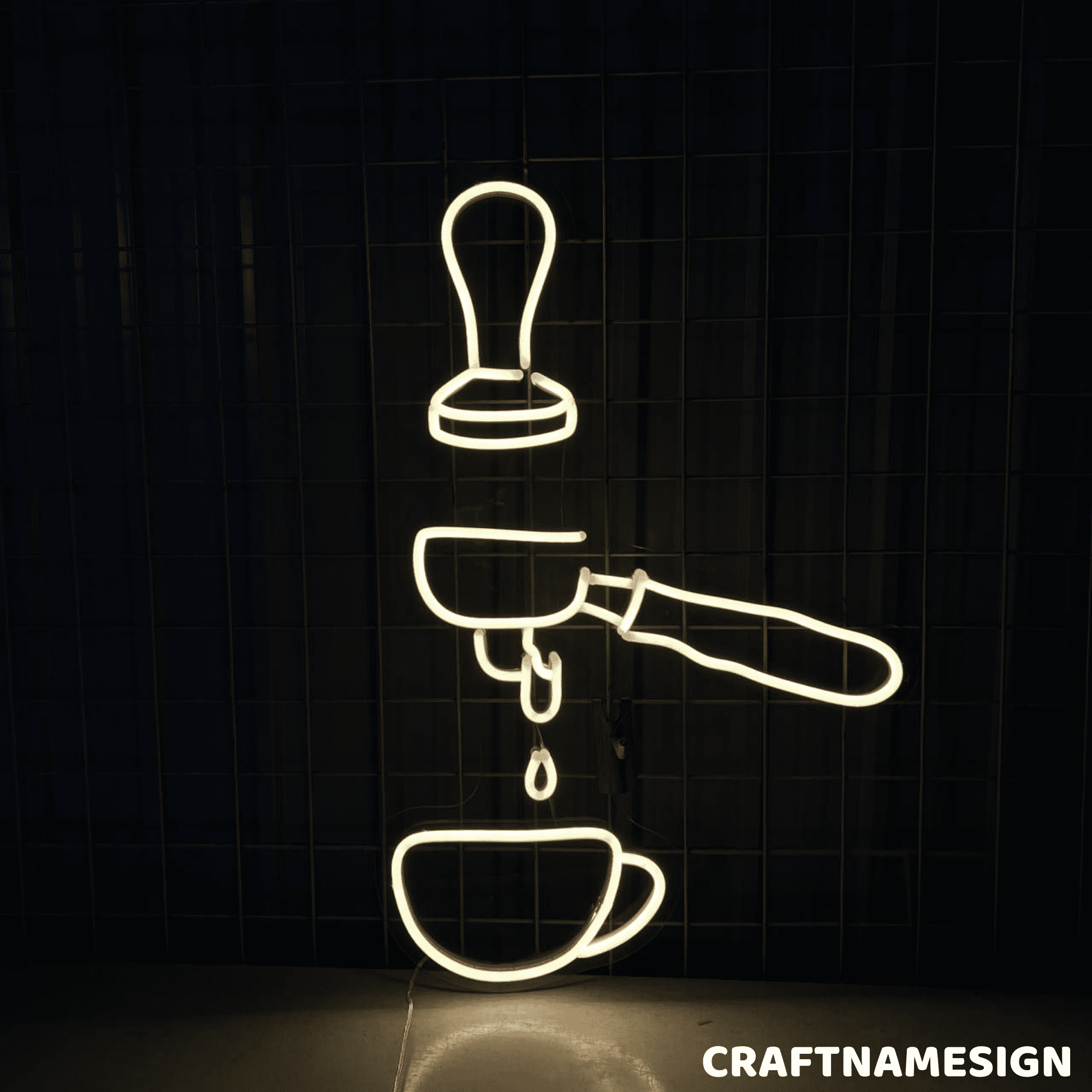 Craftnamesign Coffee Machine Neon Light, Store Shop Wall Decor, Barista ...