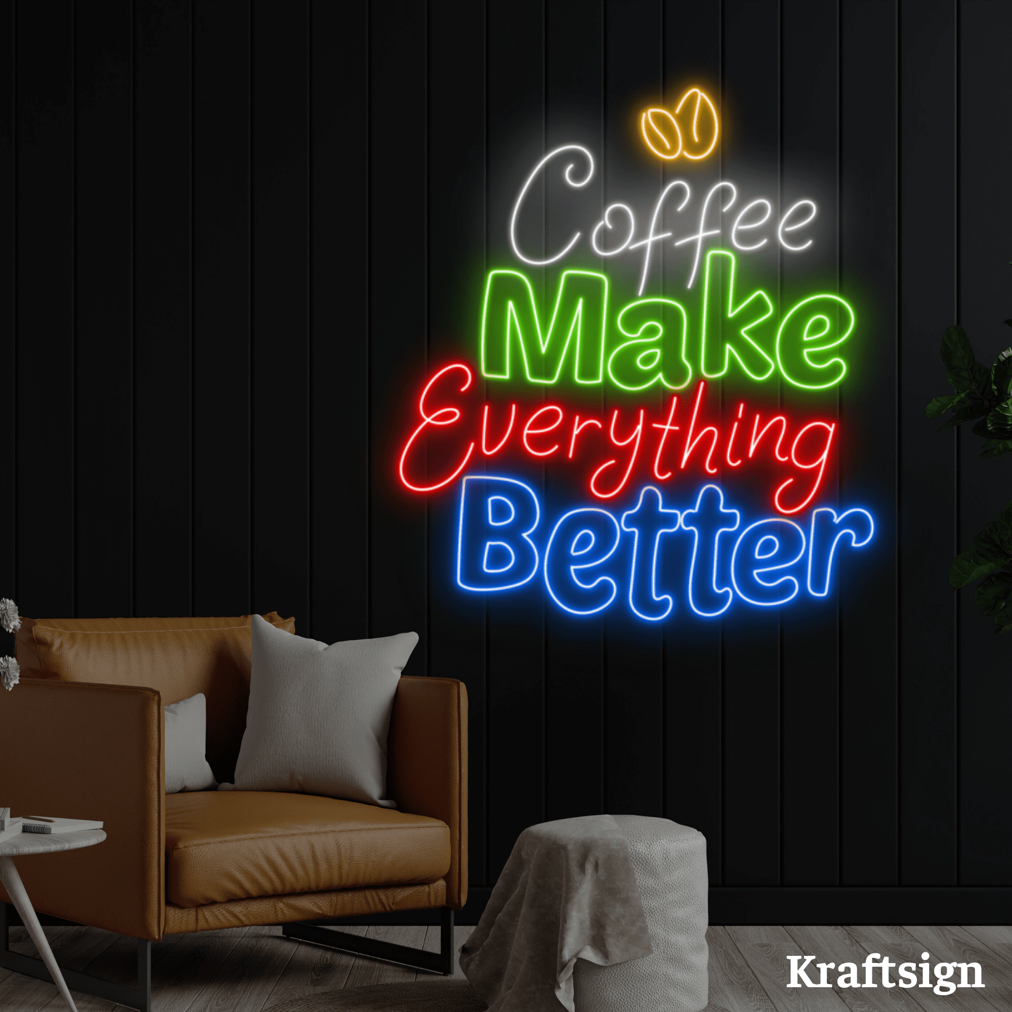 Craftnamesign Coffee Make Everything Better Neon Sign, Coffee Shop ...