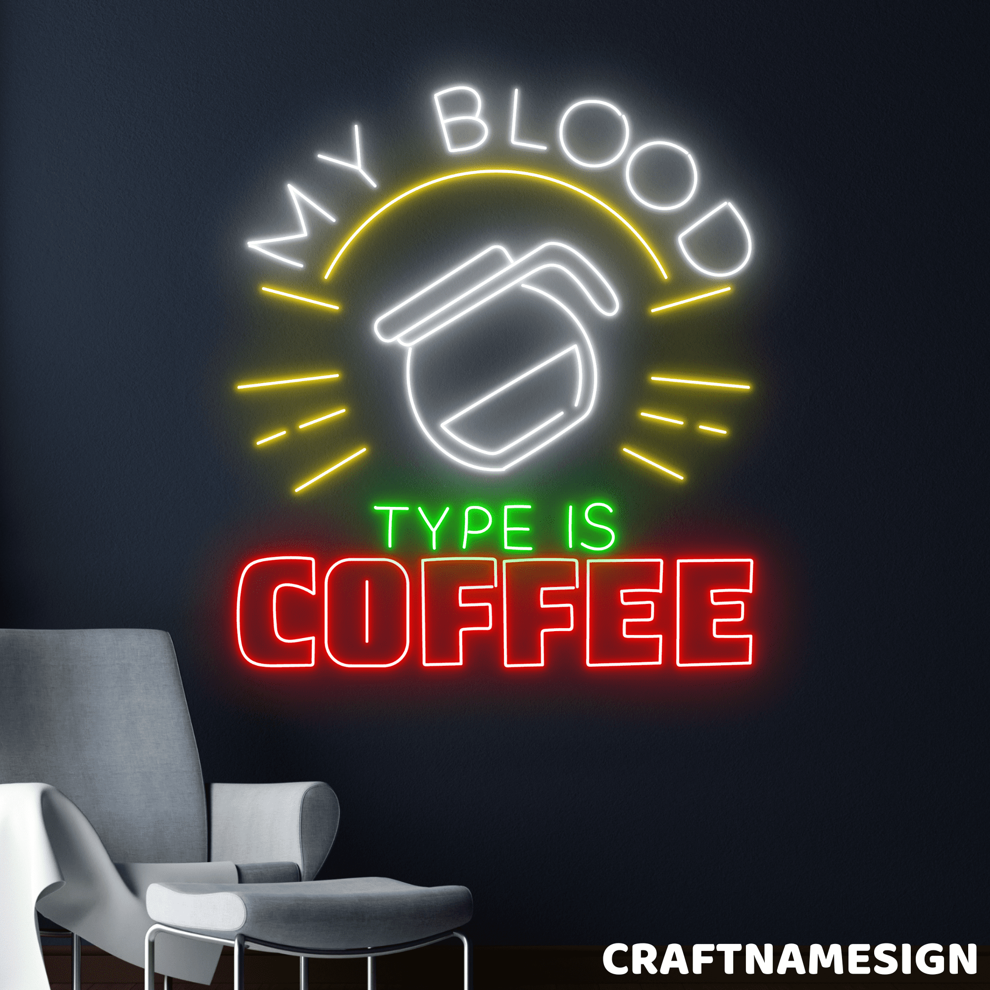 Craftnamesign Coffee Neon Sign, Favorite Coffee Wall Art, Coffee Store ...