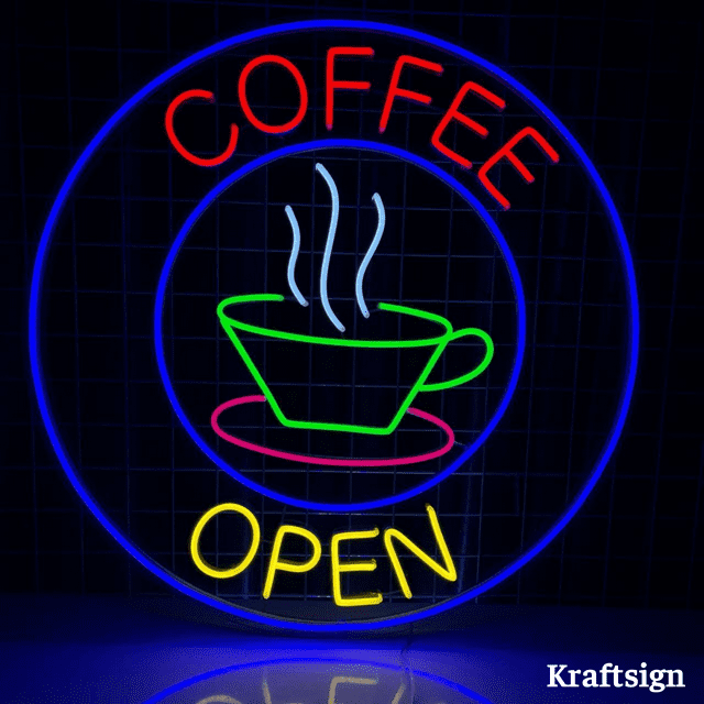 Craftnamesign Coffee Open Neon Sign 23" x 14" for Store Coffee Bar ...