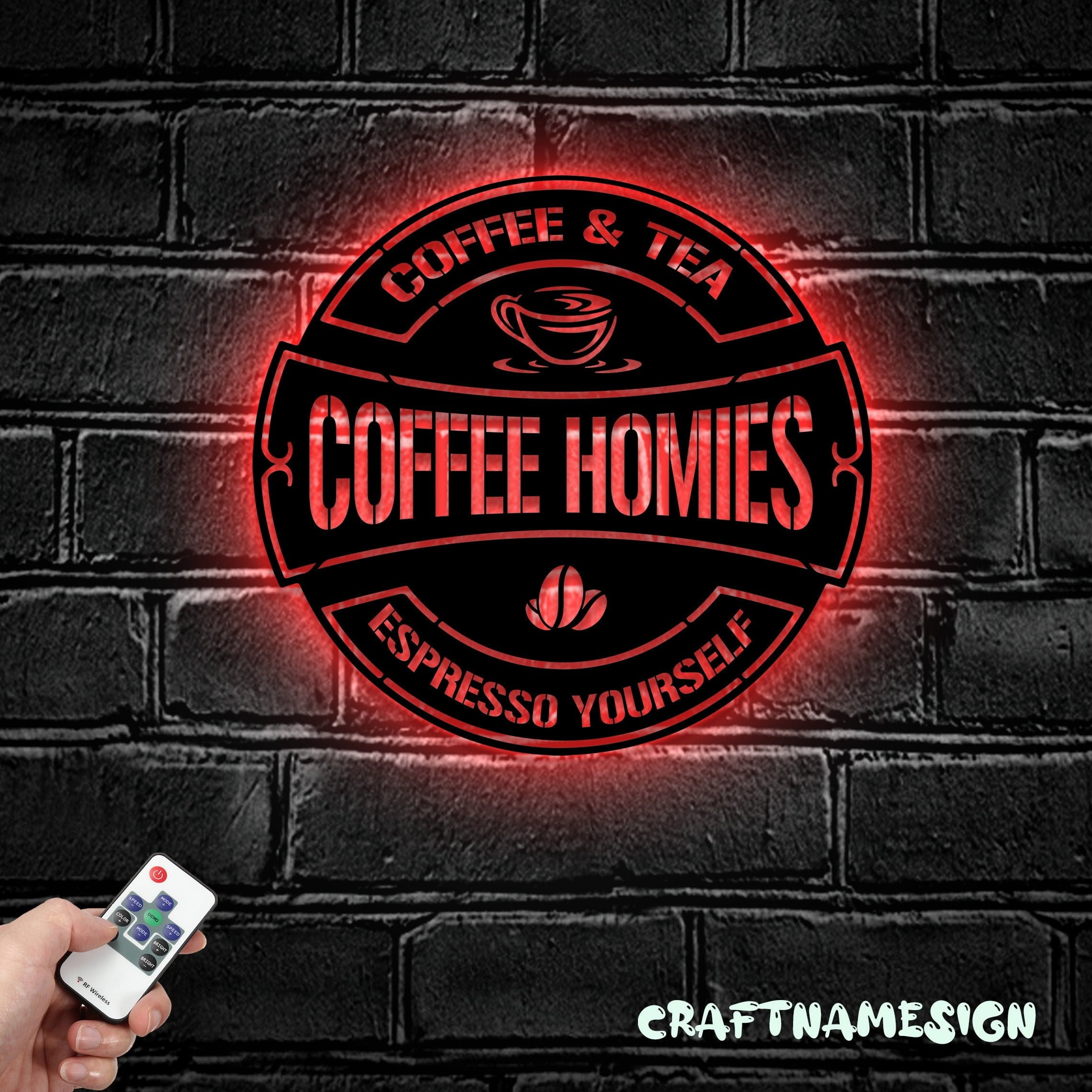 Craftnamesign Coffee and Tea Metal Sign LED Light, Coffee Sign, Coffee ...
