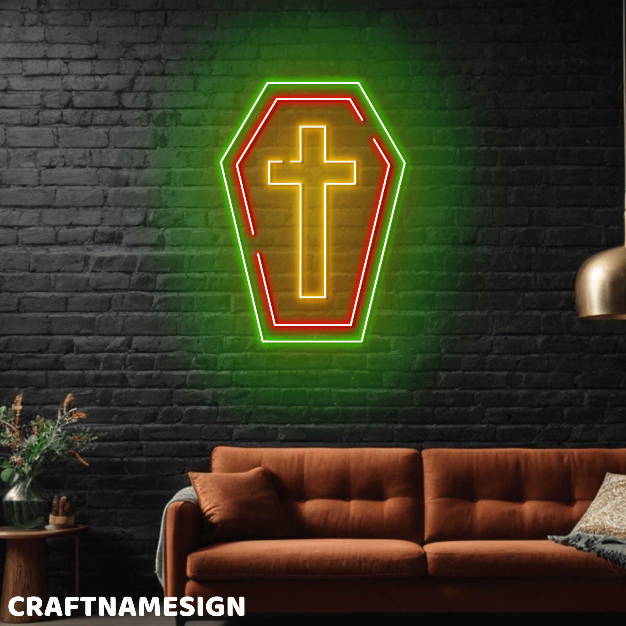 Craftnamesign Coffin Cross Neon Sign, Jesus Cross LED Light for Wall ...