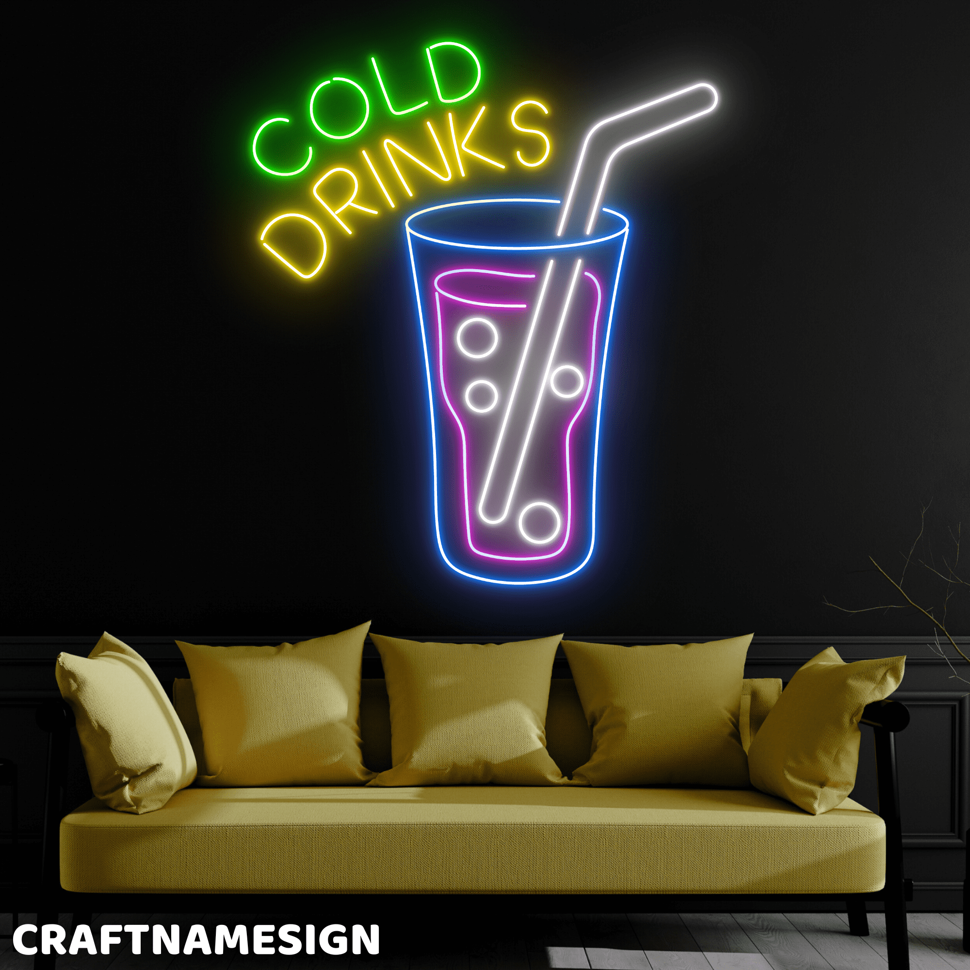 Craftnamesign Cold Drinks Neon Sign, Coffee Wall Art, Milk Tea Wall ...