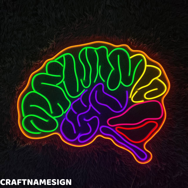 Craftnamesign Color Brain Neon Signs, Biology Wall Art, Home Living ...