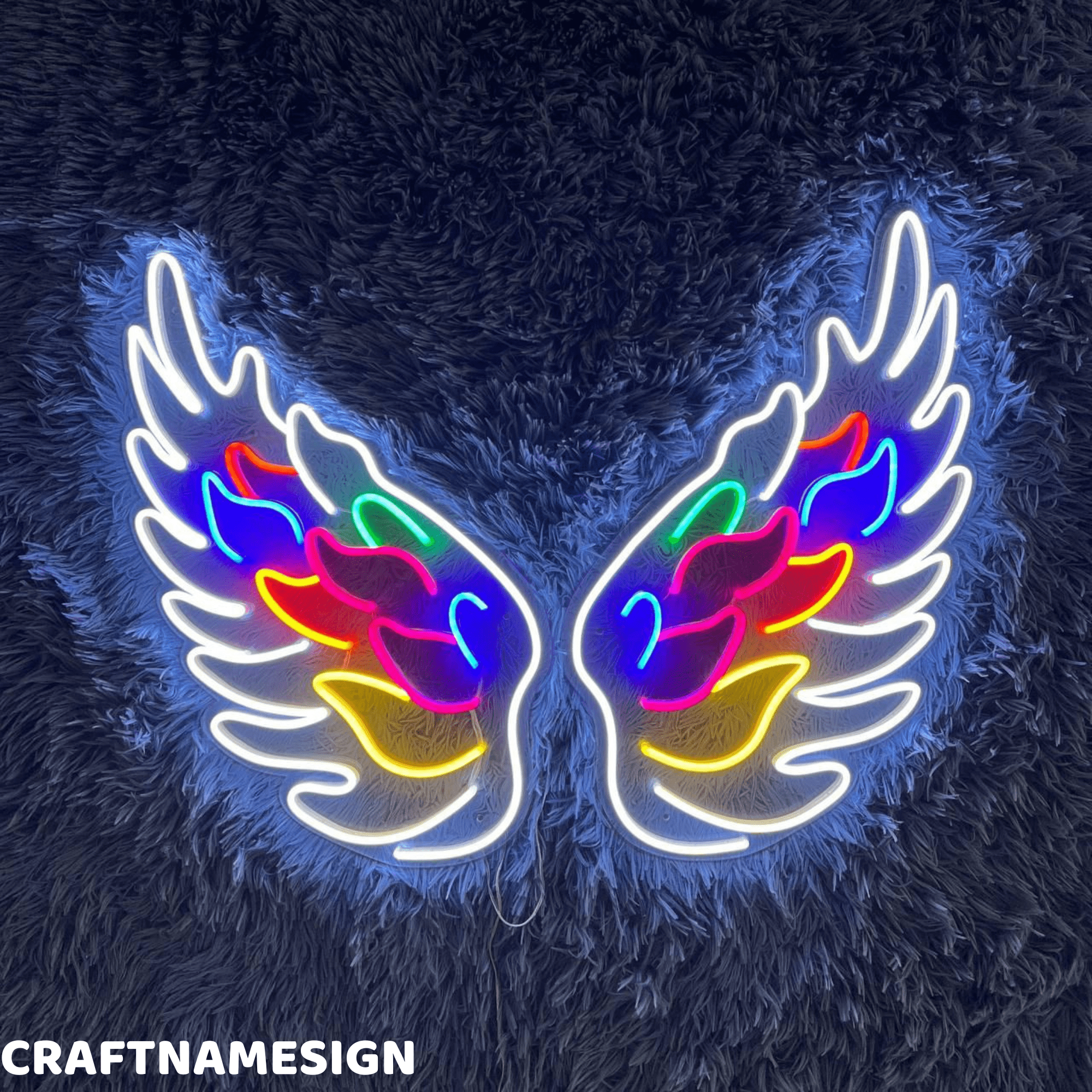 Craftnamesign Colorful Angel Wings Neon Sign, Bedroom Wall Art, Coffee ...