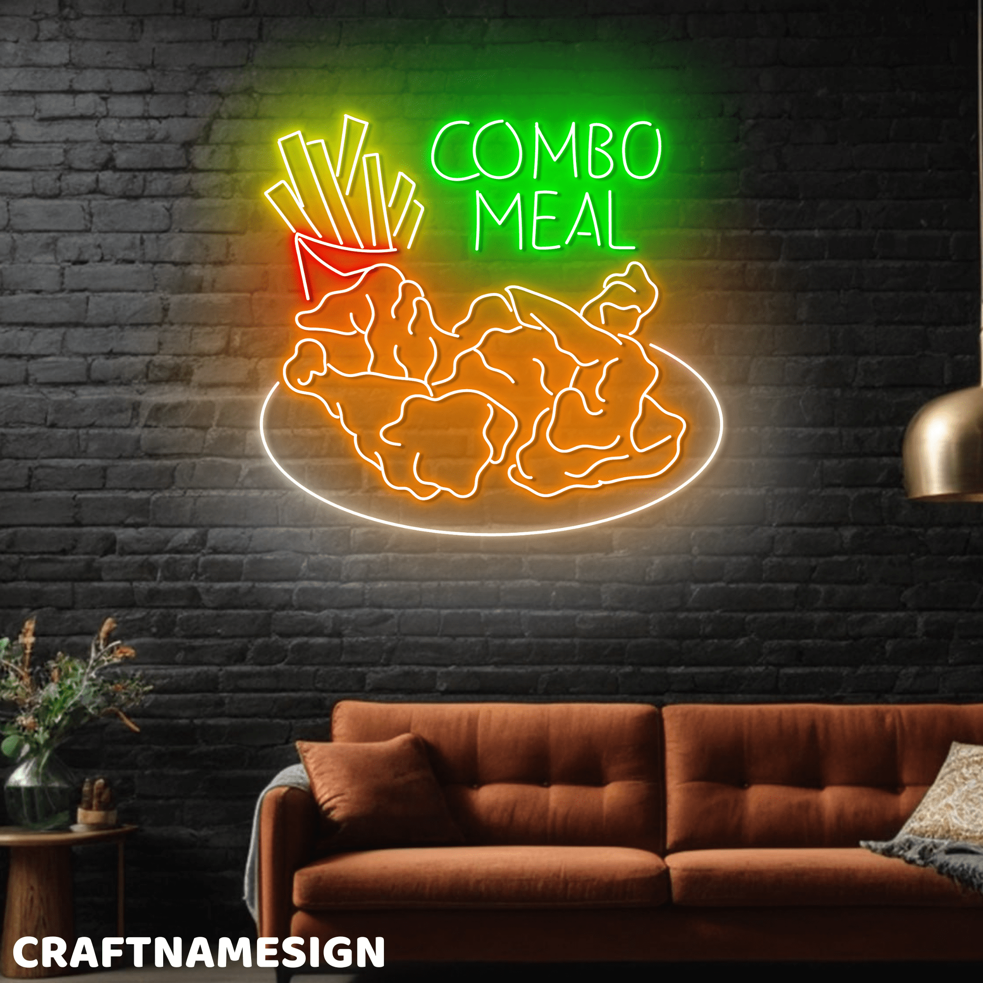 Craftnamesign Combo Meal Neon Light For Wall Decor, Fried Chicken LED ...