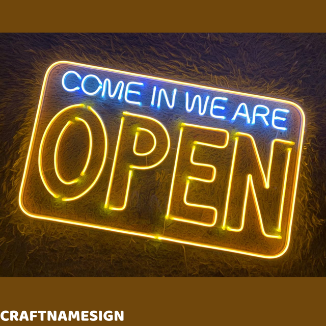 Craftnamesign Come In We Are Open Neon Sign, Welcome Neon Sign, Open ...