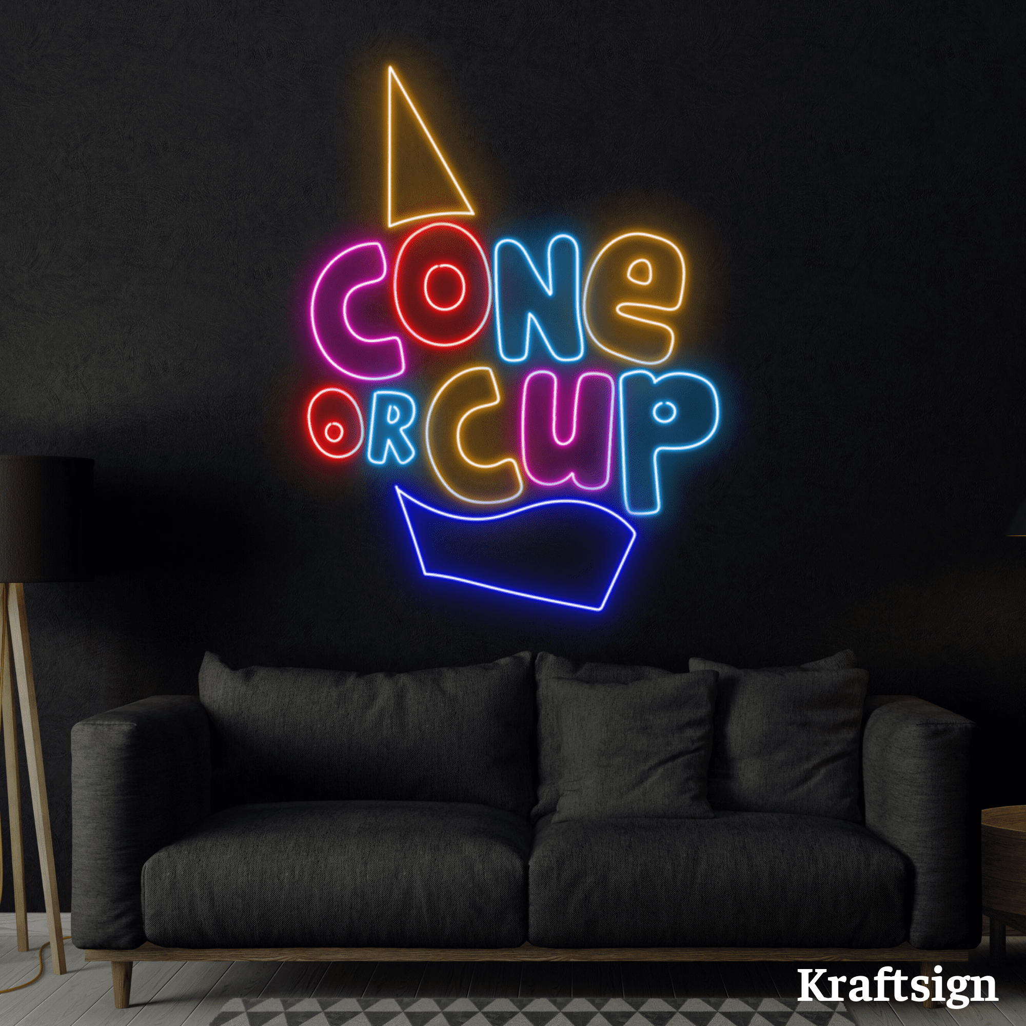 Craftnamesign Cone Or Cup Neon Sign, Ice Cream Shop LED Sign, Shop ...