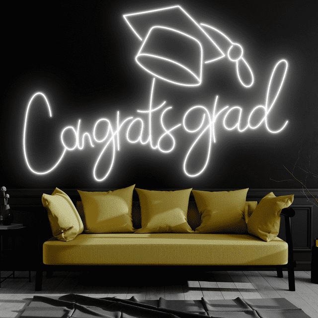 Craftnamesign Congrats Grad Neon Sign, Grad Party Decor Graduation ...