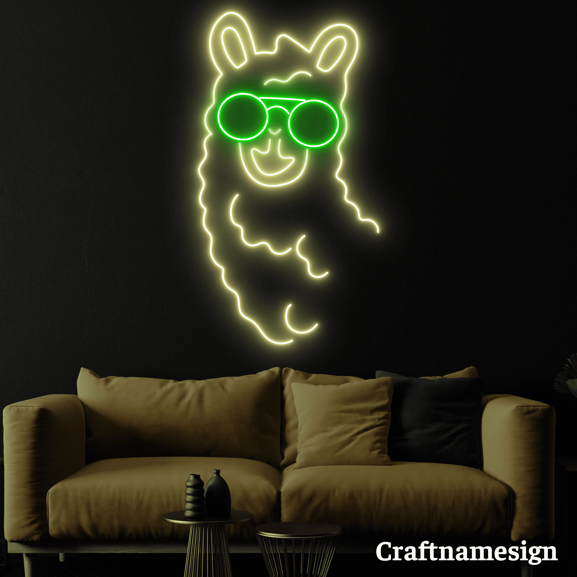 Craftnamesign Cool Alpaca Neon Sign for Bedroom Kid Room Wall Decor ...