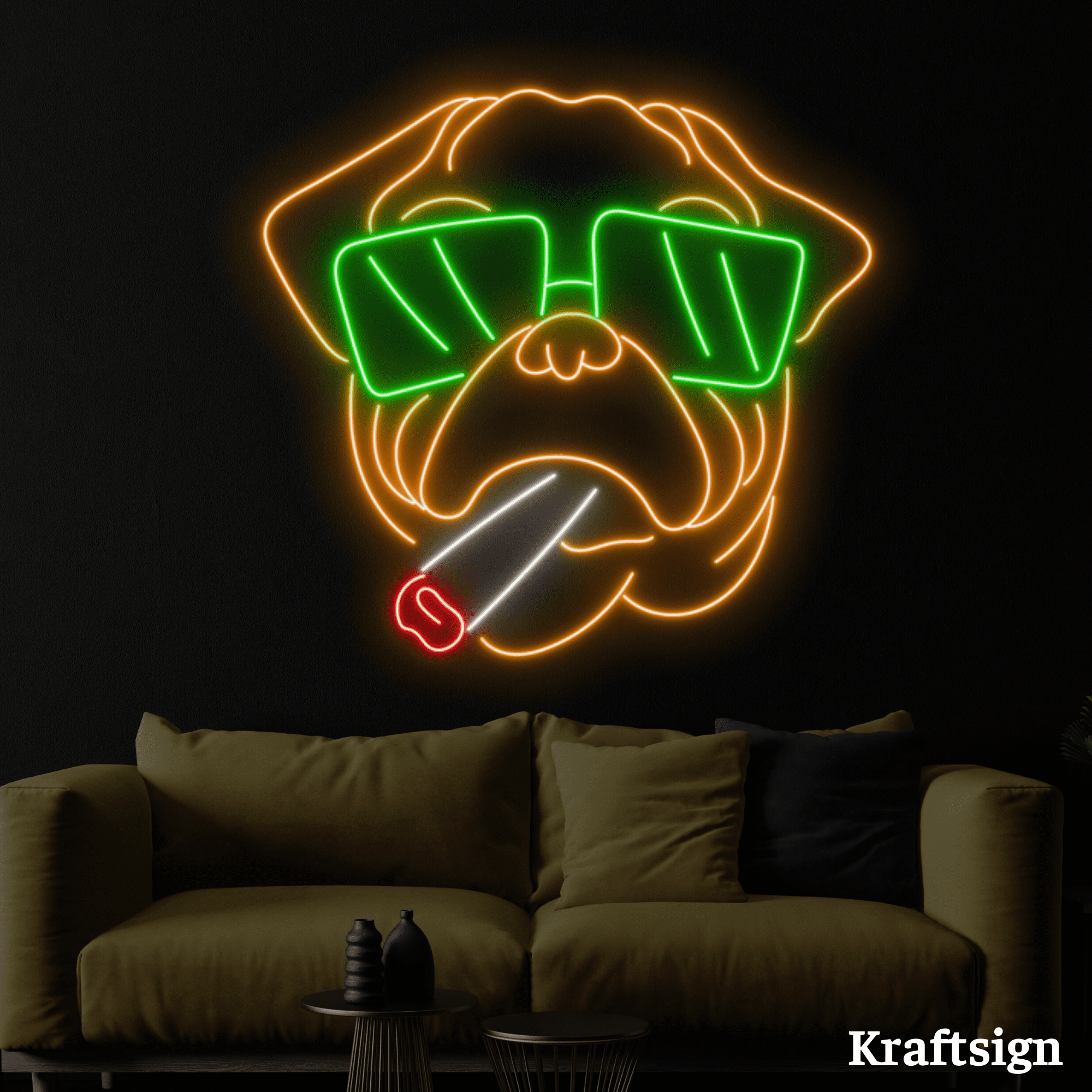 Craftnamesign Cool Bulldog Neon Sign, Men Cave Decor, Bulldog Lover ...