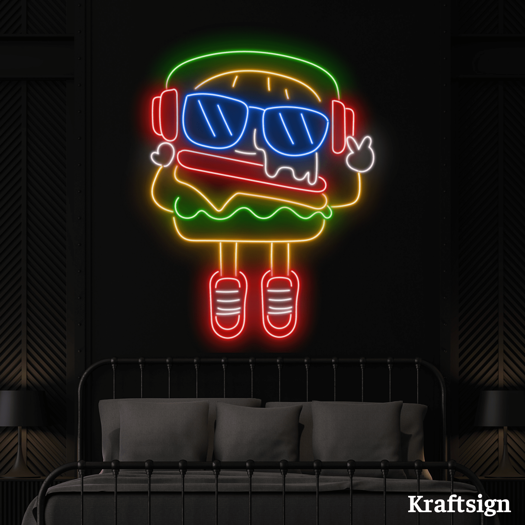 Craftnamesign Cool Burger Neon Sign, Burger Restaurant Decor, Burger ...