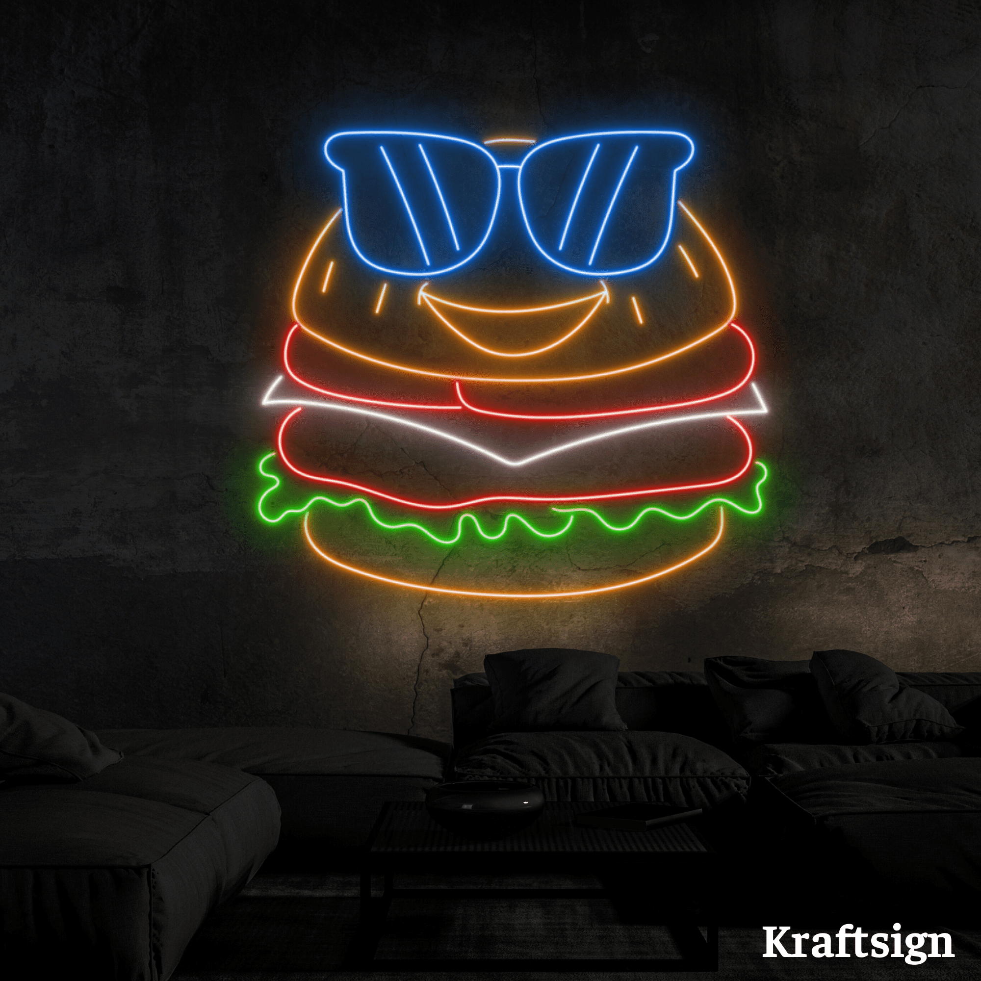 Craftnamesign Cool Burger Neon Sign, Burger Shop LED Sign, Fast Food ...