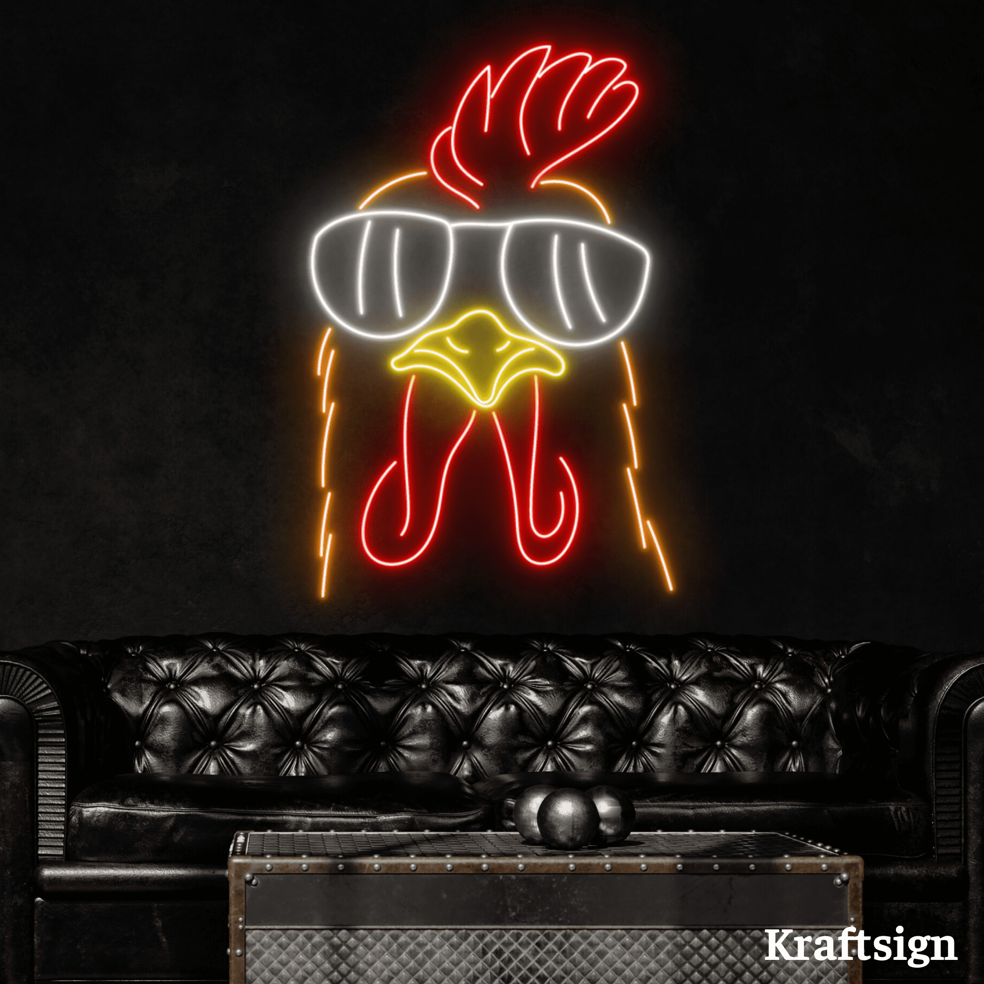 Craftnamesign Cool Chicken Neon Sign,Chicken Shop LED Sign,Men Cave ...
