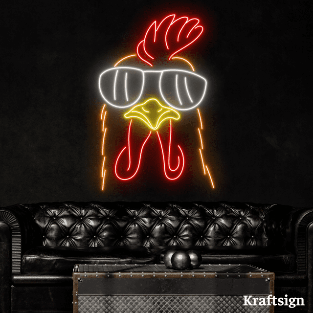 Craftnamesign Cool Chicken Neon Sign,Chicken Shop LED Sign,Men Cave ...