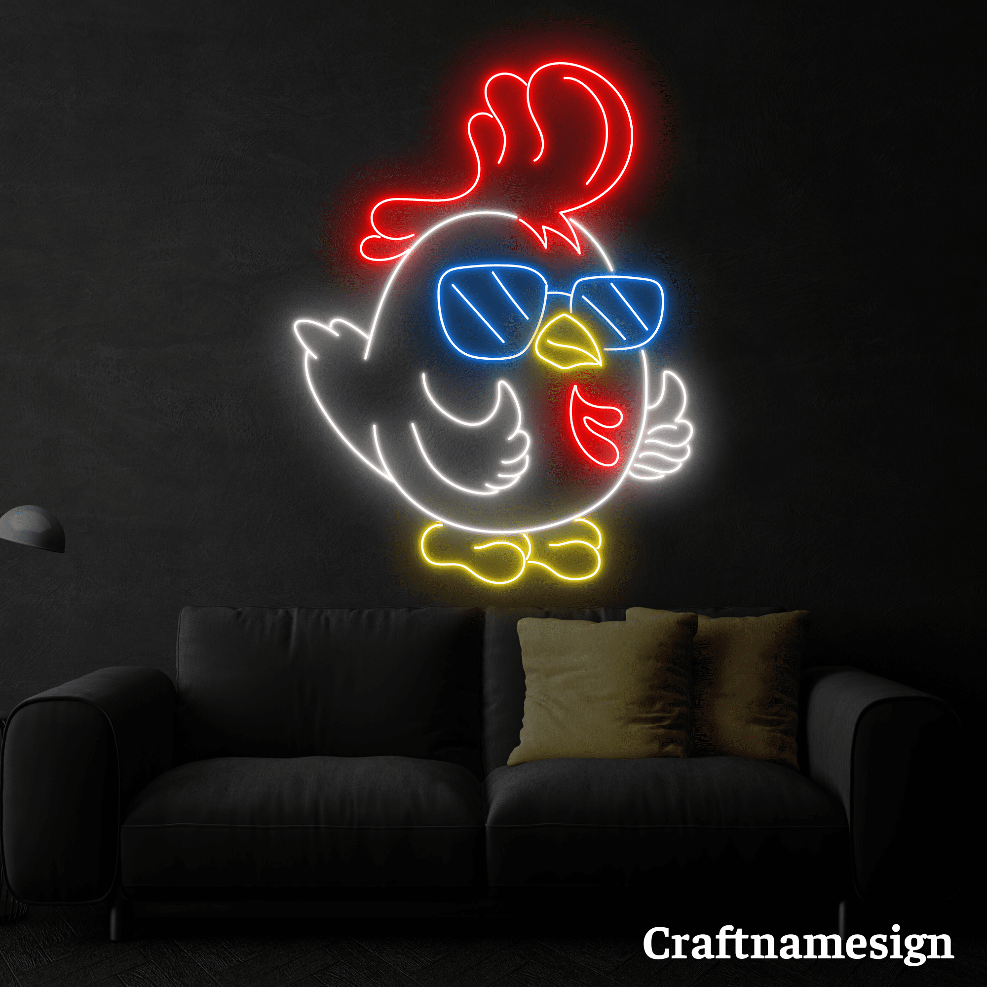 Craftnamesign Cool Chicken Neon Sign for Chicken Shop Restaurant Wall ...