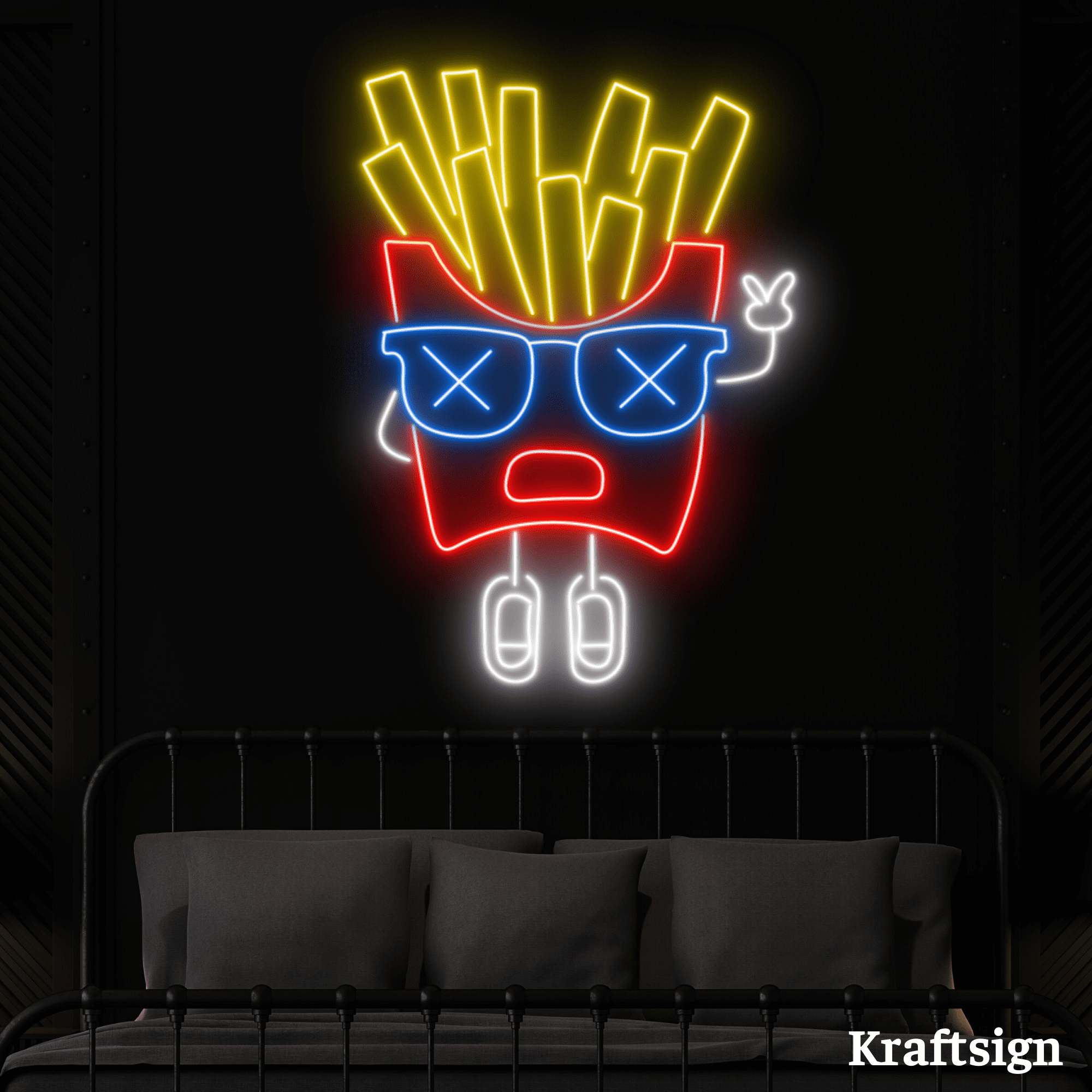 Craftnamesign Cool French Fries Neon Sign, Fast Food Shop Decor, Food ...