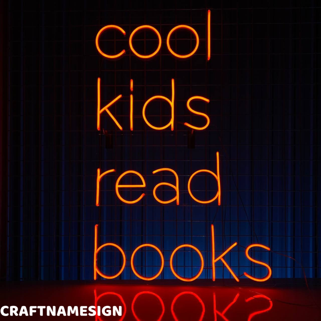 Craftnamesign Cool Kids Read Books Led Sign, Reading Book Room Wall Art ...