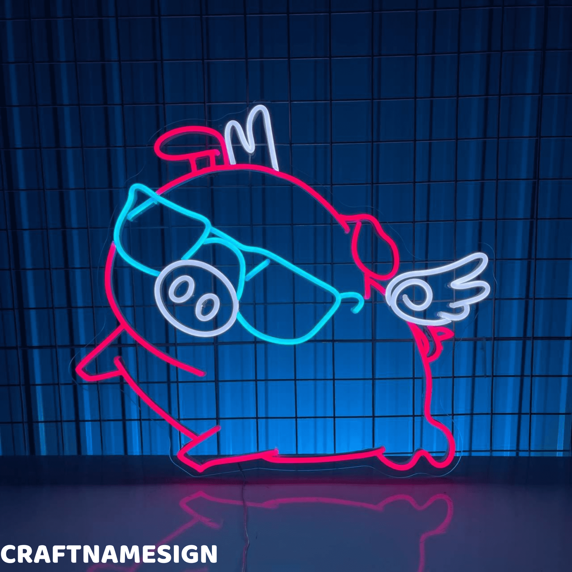 Craftnamesign Cool Pig Wing Neon Sign, Nursery Room Wall Decor, Animal ...