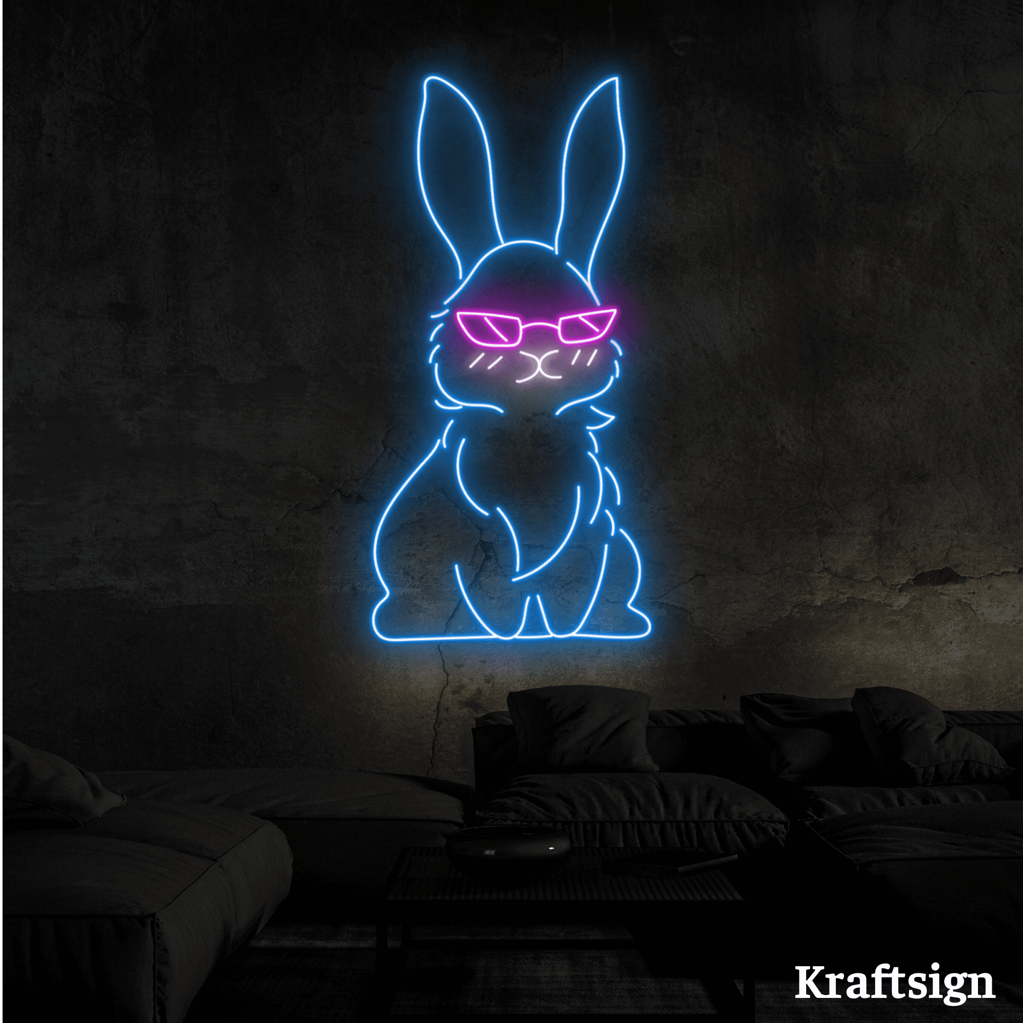 Craftnamesign Cool Rabbit Neon Sign, Easter Day LED Sign, Kid Room ...