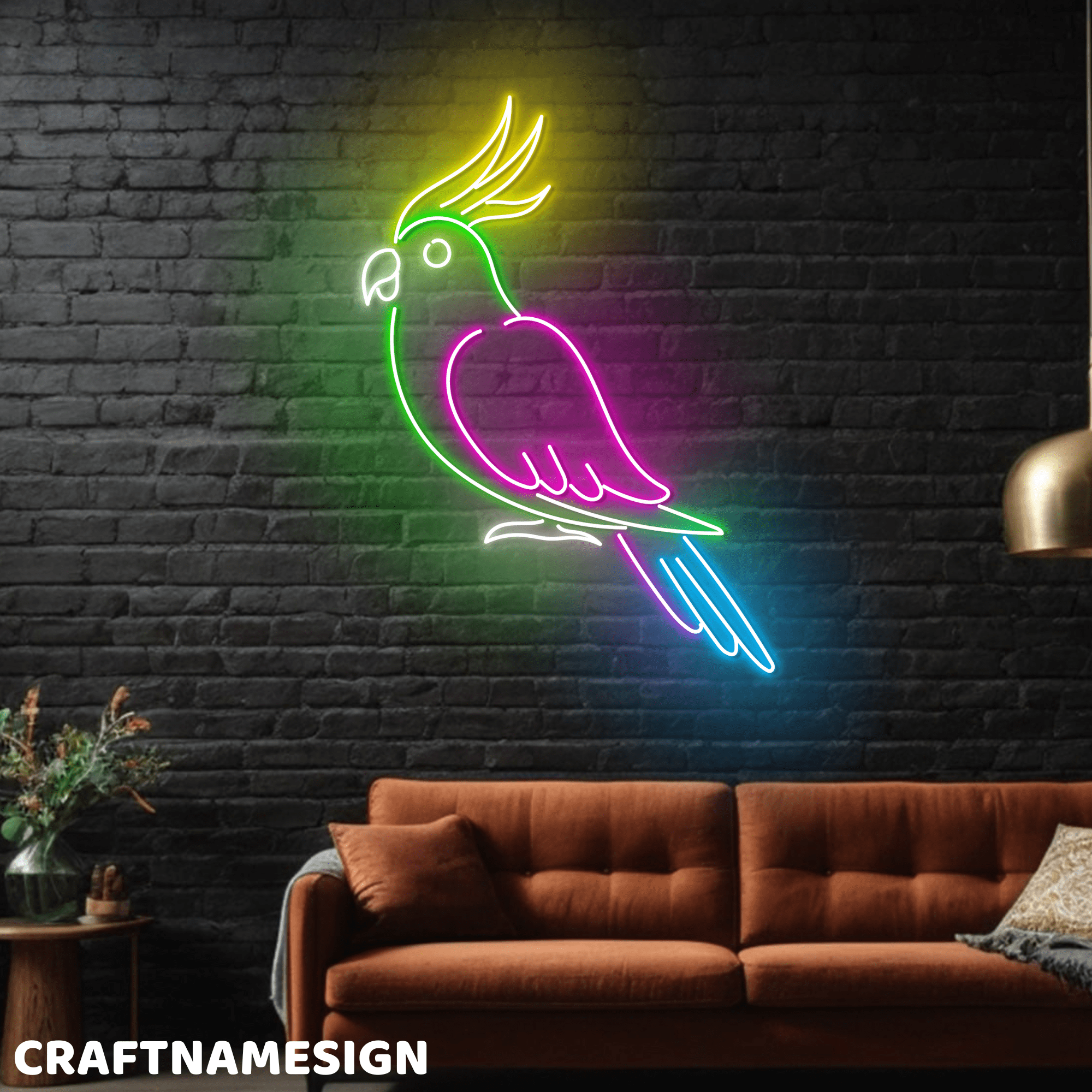 Craftnamesign Corella Parrot Neon Light For Living Room, Bar Business ...