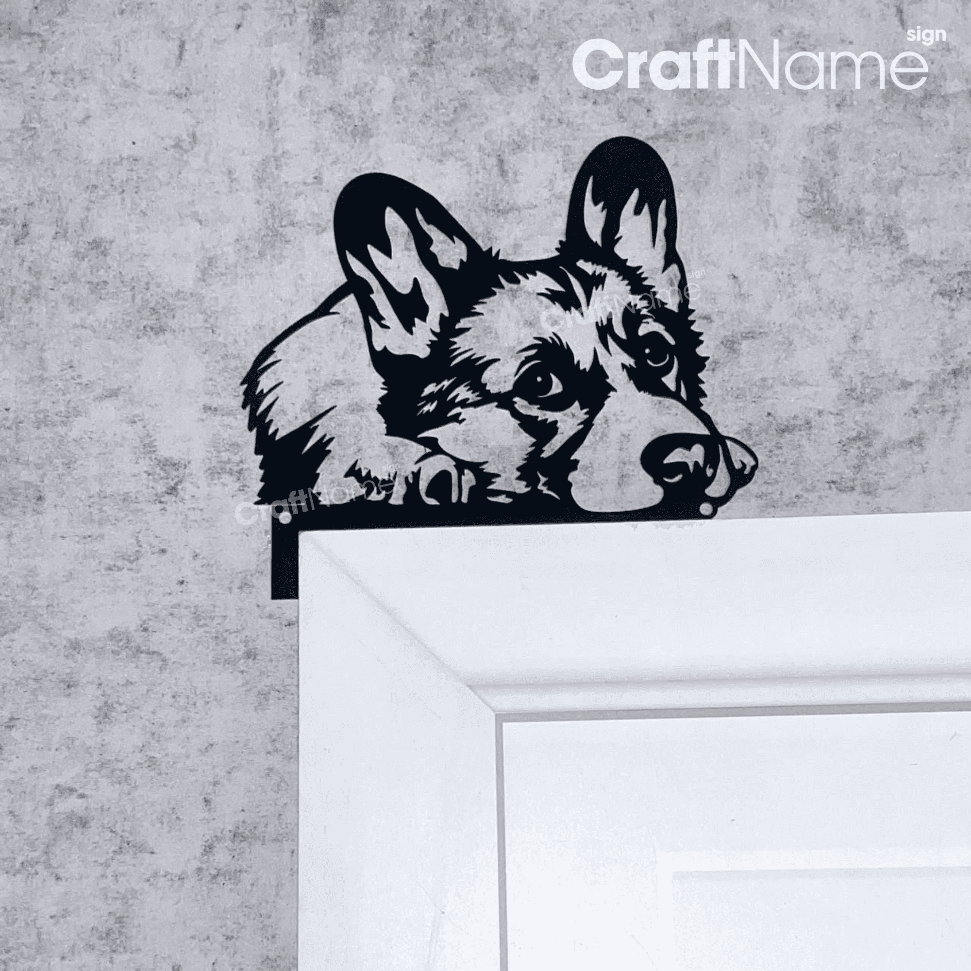 Craftnamesign Corgi Dog Metal Door Corner Sign, Peeking Corgi Dog Door ...