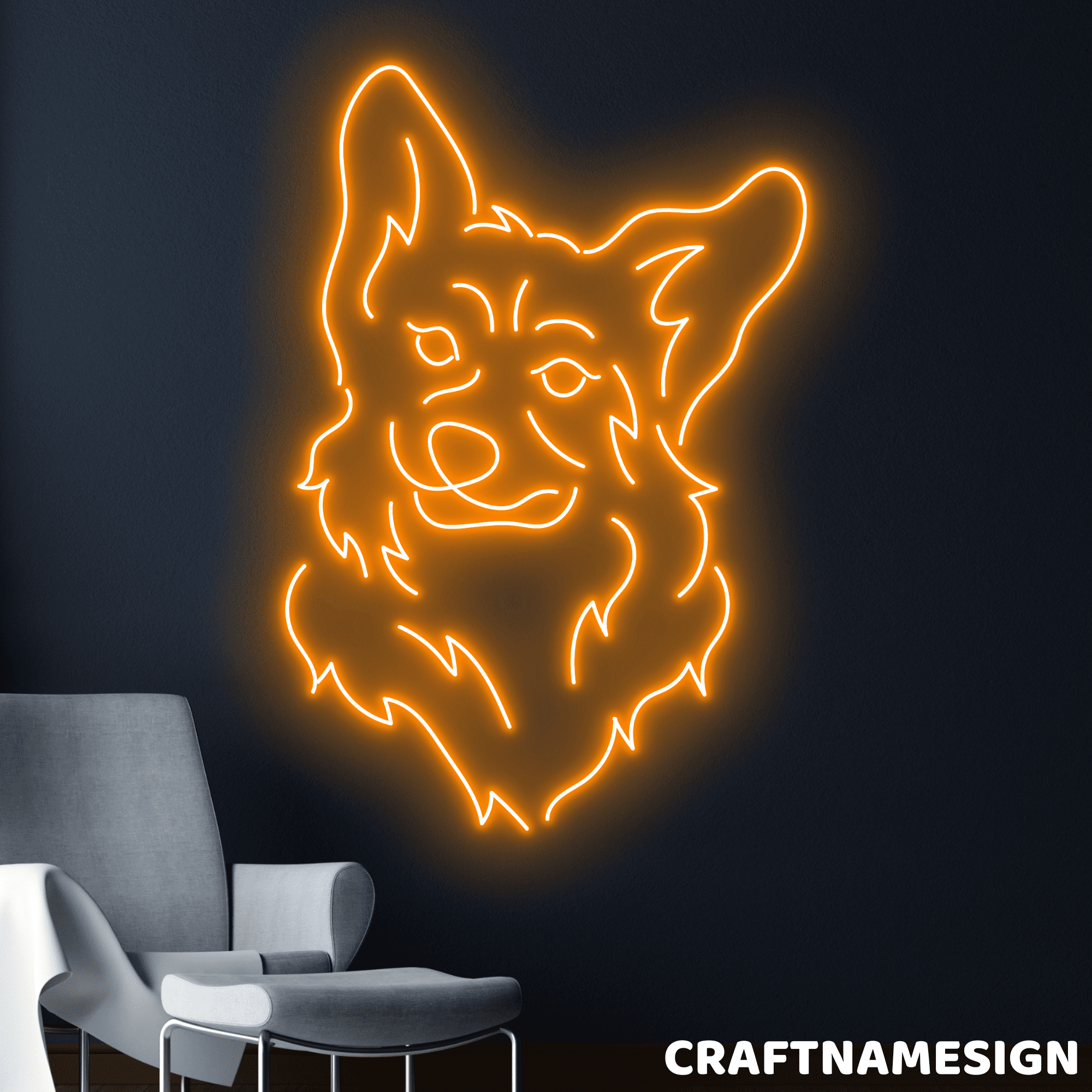 Craftnamesign Corgi Dog Neon Sign, Dog Store Wall Art, Pet Clinic Wall ...