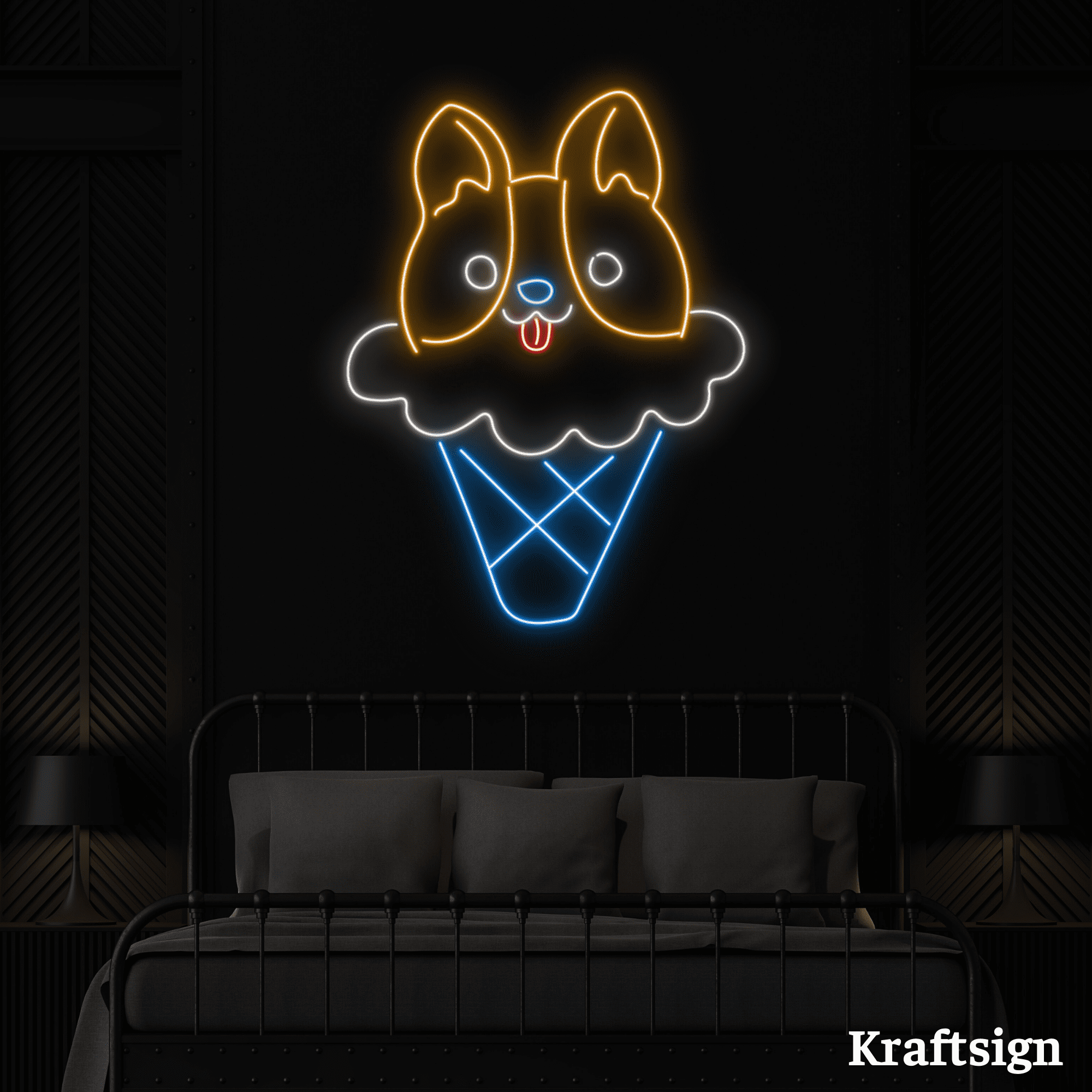 Craftnamesign Corgi Ice Cream Neon Sign, Ice Cream Shop Decor, Corgi ...
