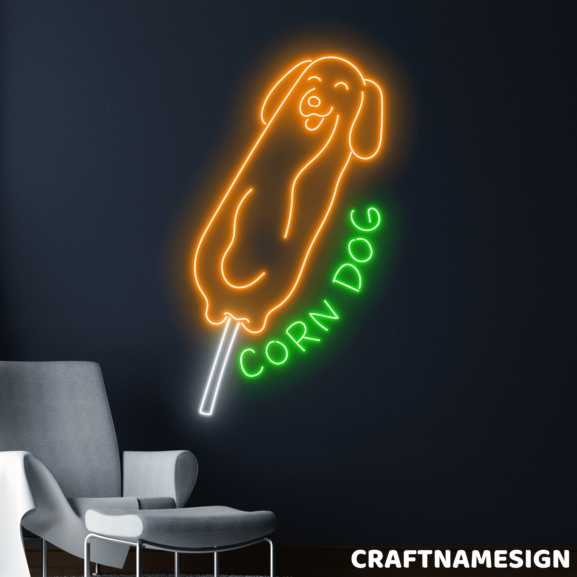 Craftnamesign Corn Dog Neon Sign, Dog Led Light Wall Art, Corn Dog ...