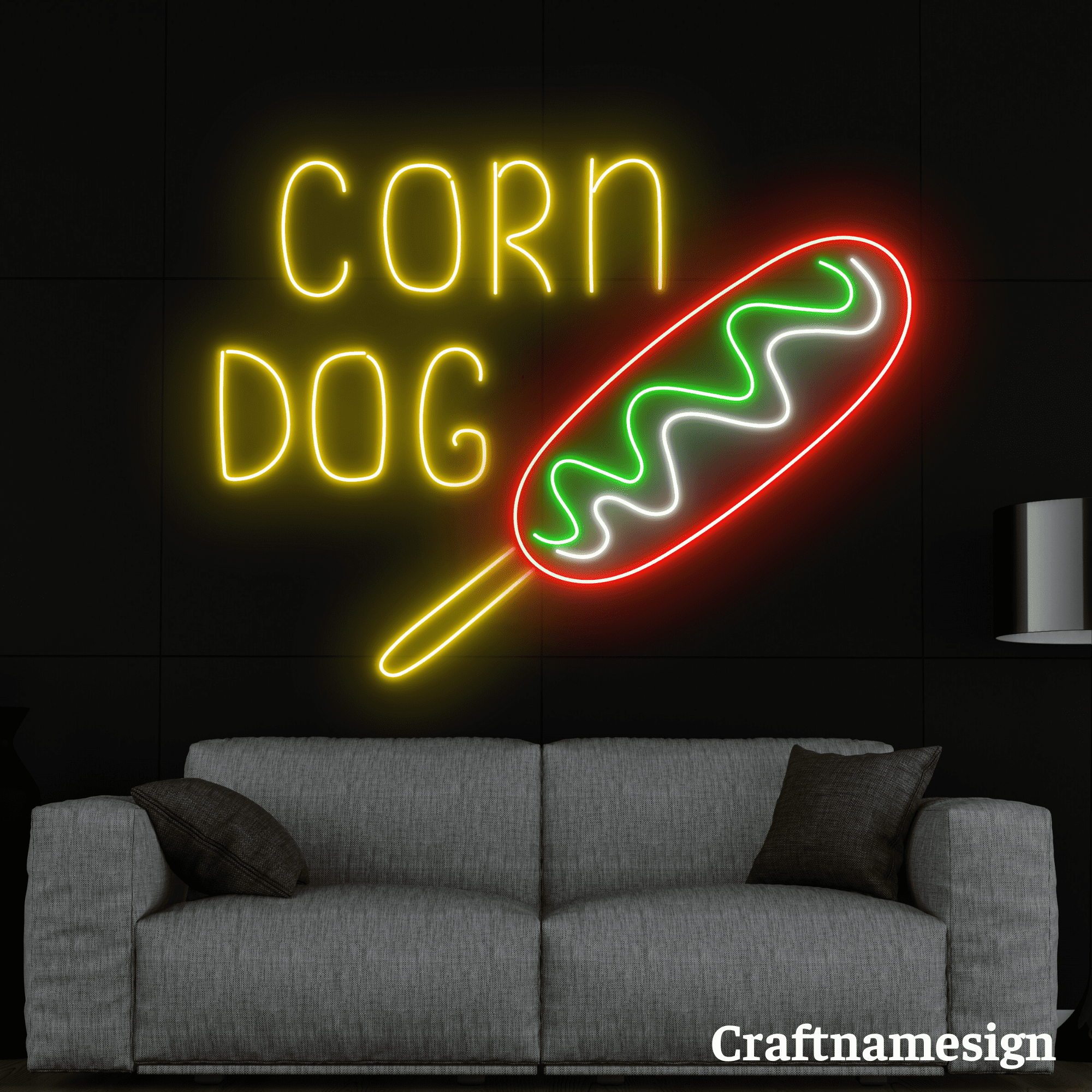 Craftnamesign Corn Dog Neon Sign for Fast Food Shop Corn Dog Store Wall ...