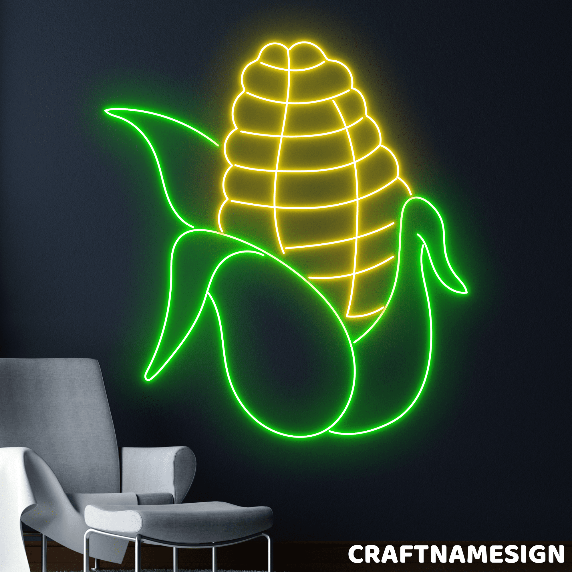 Craftnamesign Corn Neon Sign, Vegetable Market Wall Decor, Agriculture ...