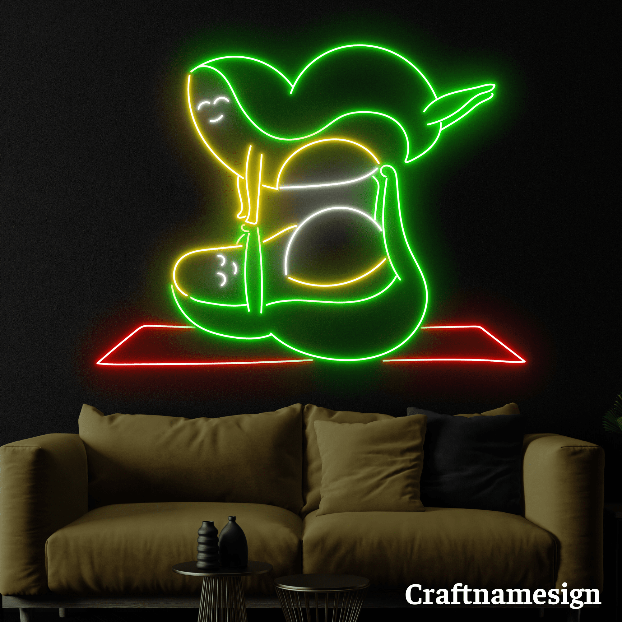 Craftnamesign Couple Avocado Yoga Neon Sign for Restaurant Yoga Class ...