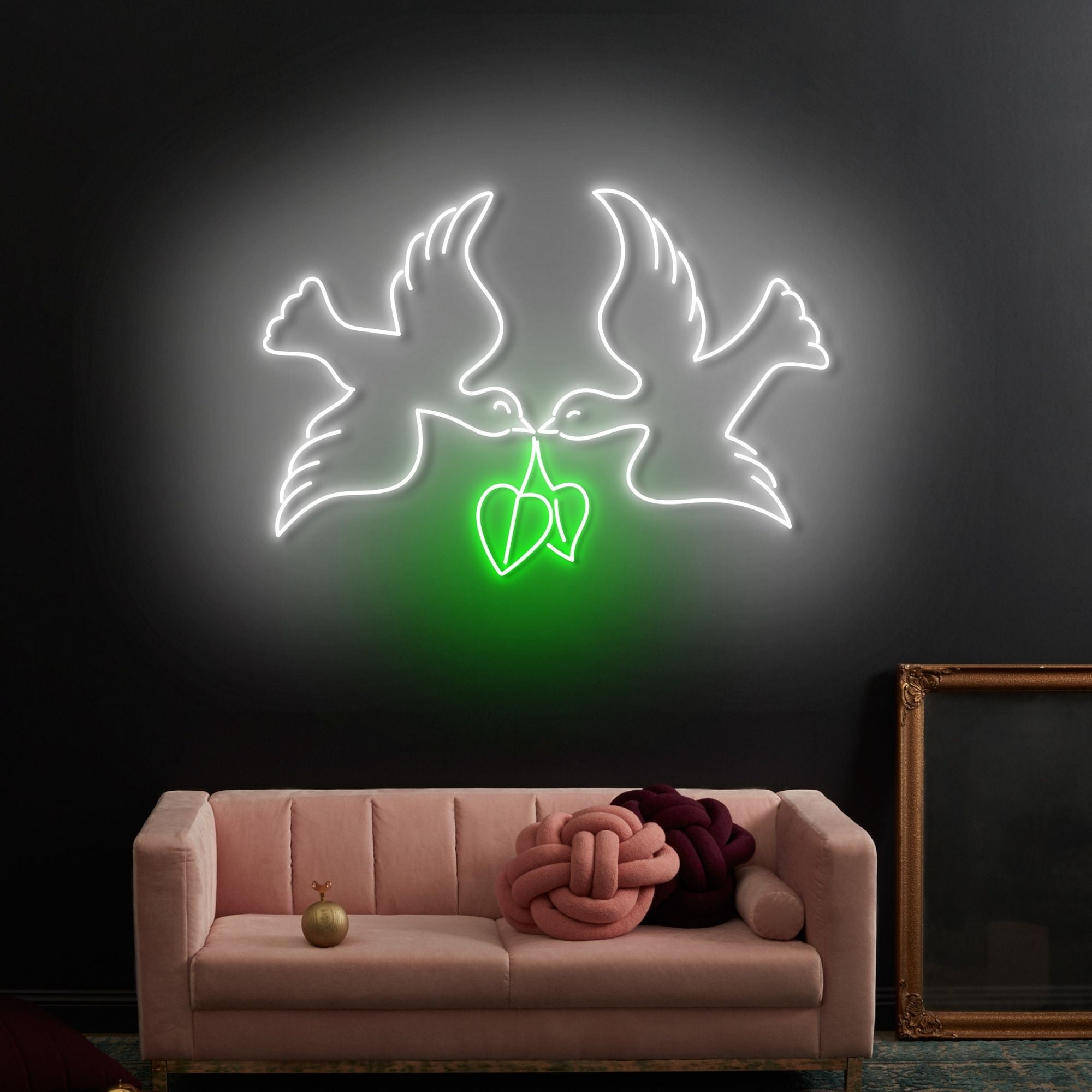 Craftnamesign Couple Dove Neon Art Signboard, Couple Dove Bird Led Sign ...