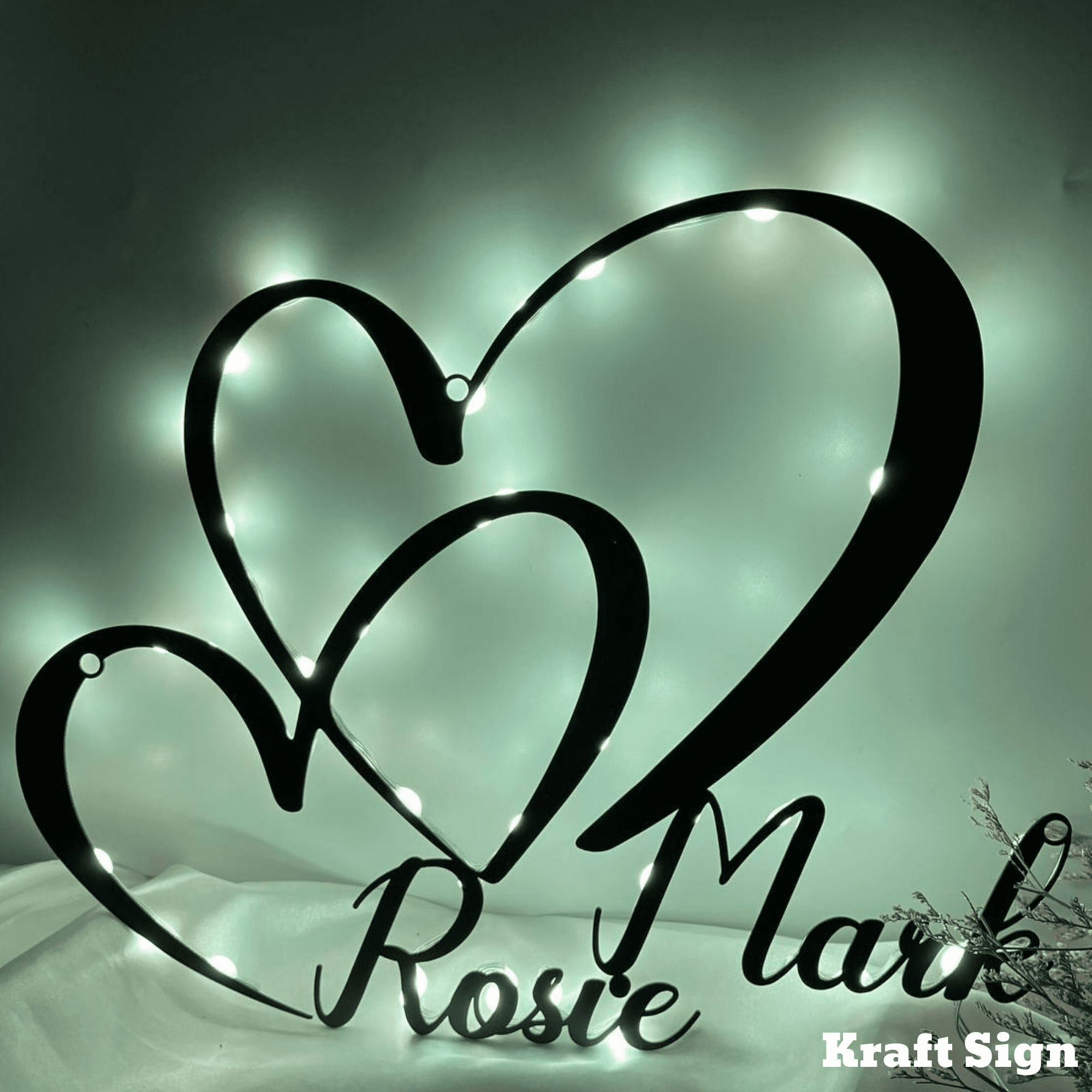 Craftnamesign Couple Heart Metal Sign, Custom Name Sign,Valentine Day ...