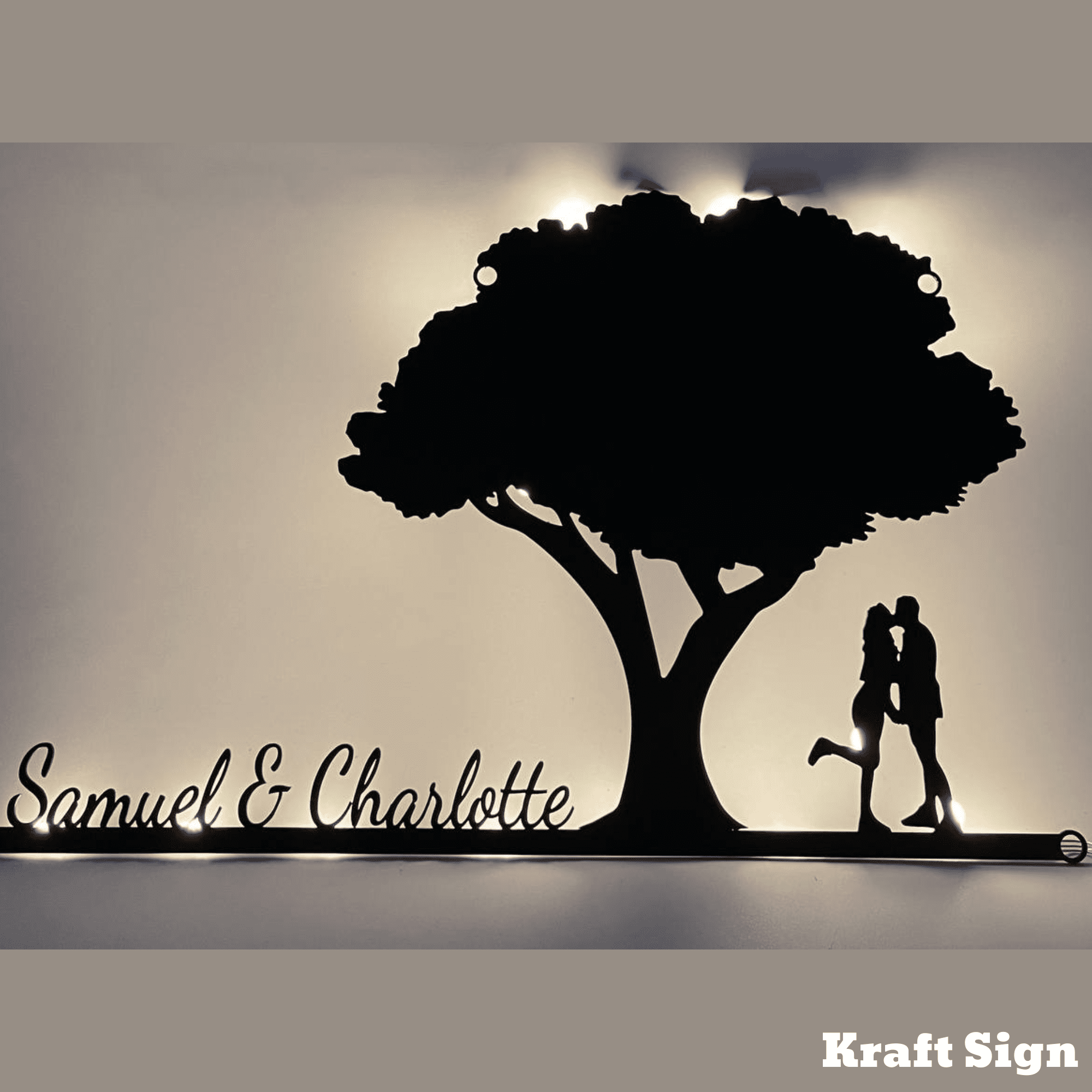 Craftnamesign Couple Kiss Metal Sign LED Light, Wedding Valentine Decor ...
