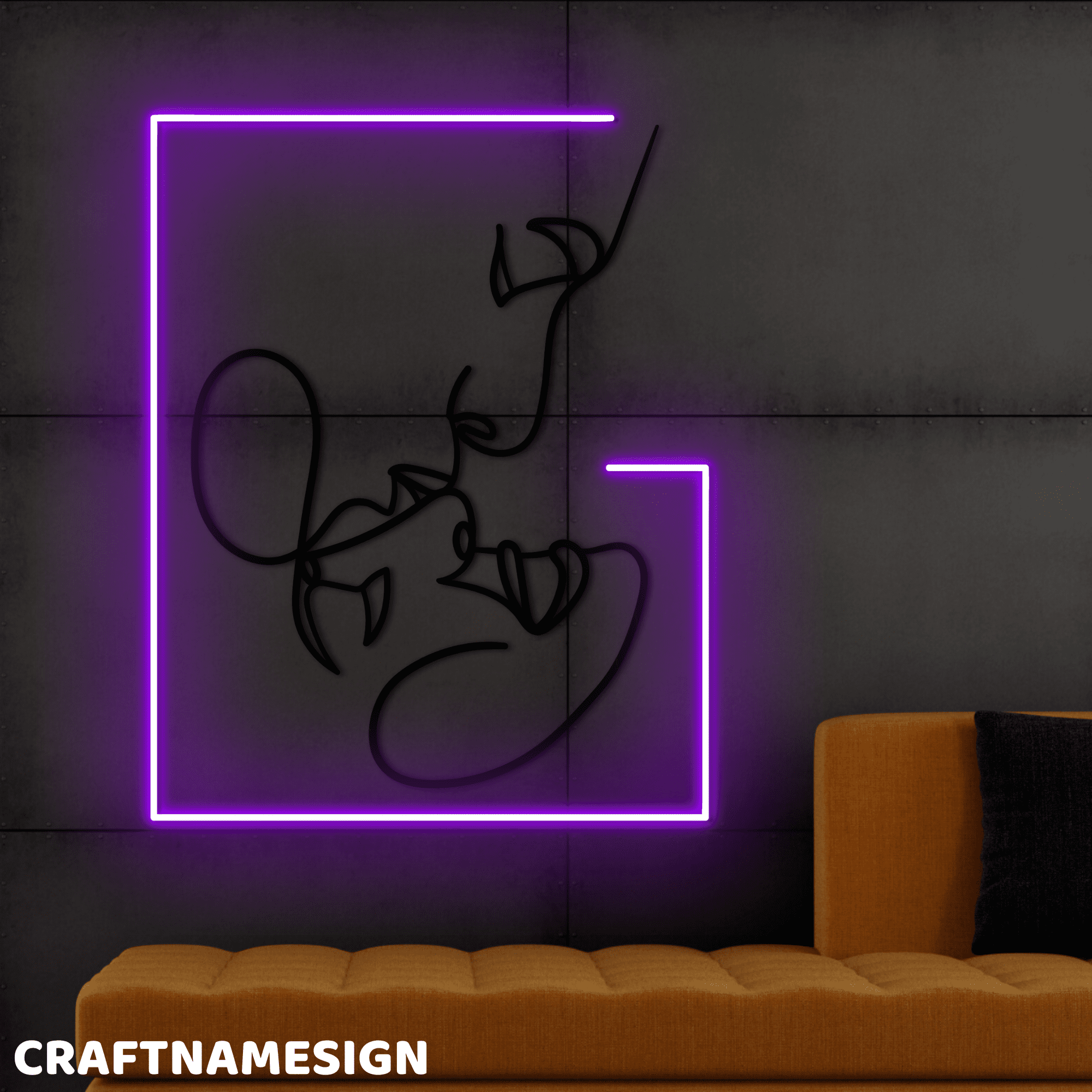 Craftnamesign Couple Kiss Printed Neon Lights For Bedroom Couple Room ...