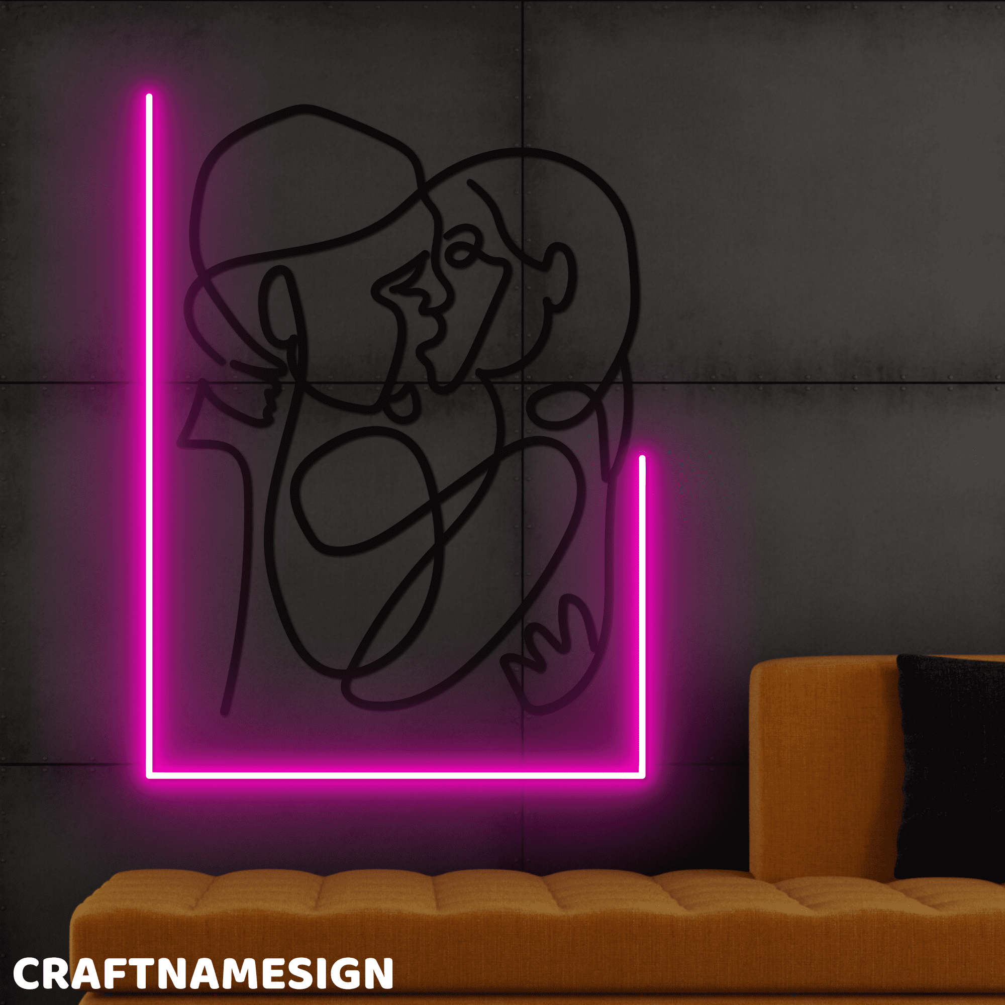 Craftnamesign Couple Kissing Neon Decal, Bedroom Wall Art, Couple Room ...
