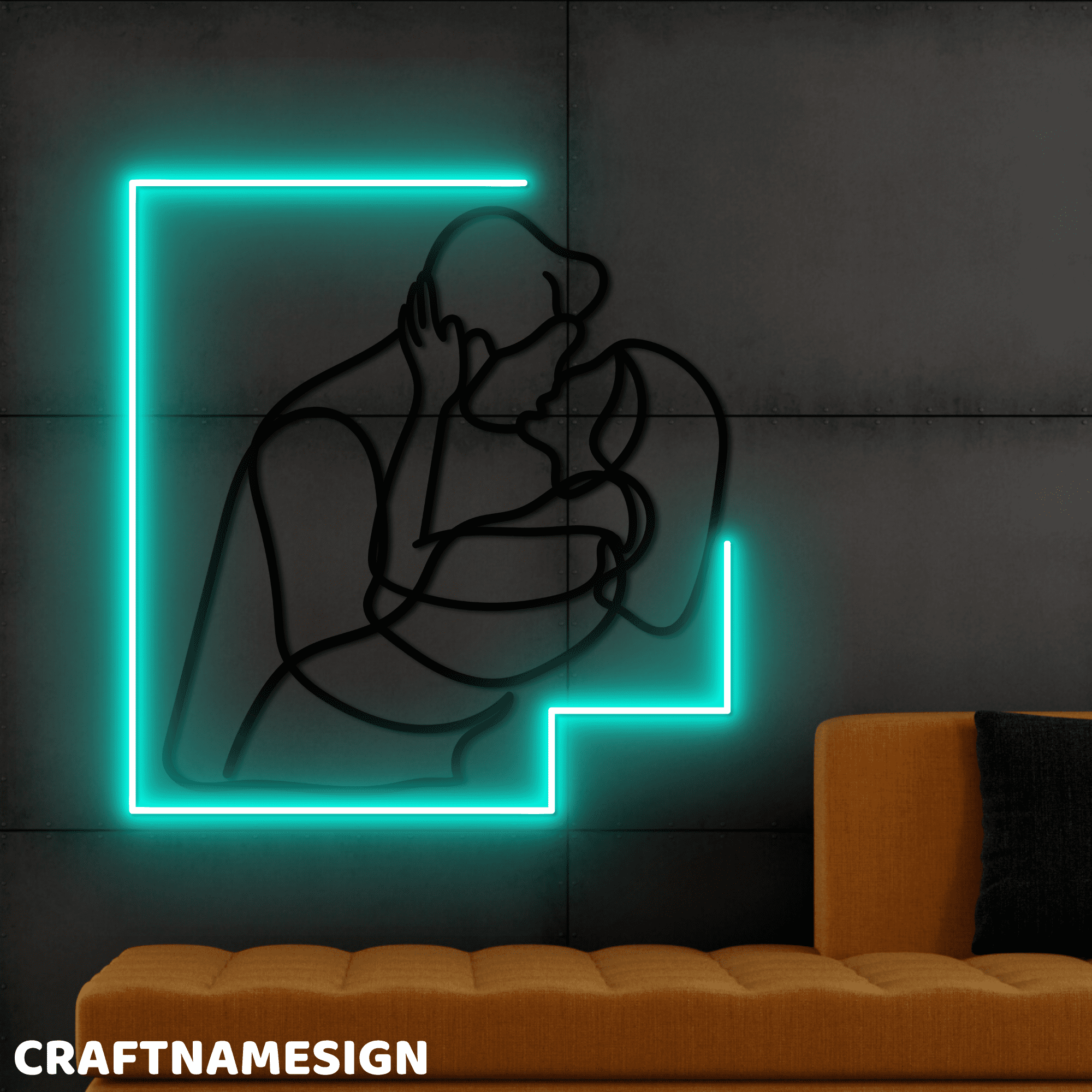 Craftnamesign Couple Kissing Neon Decal, Couple Room Wall Art, Bedroom ...